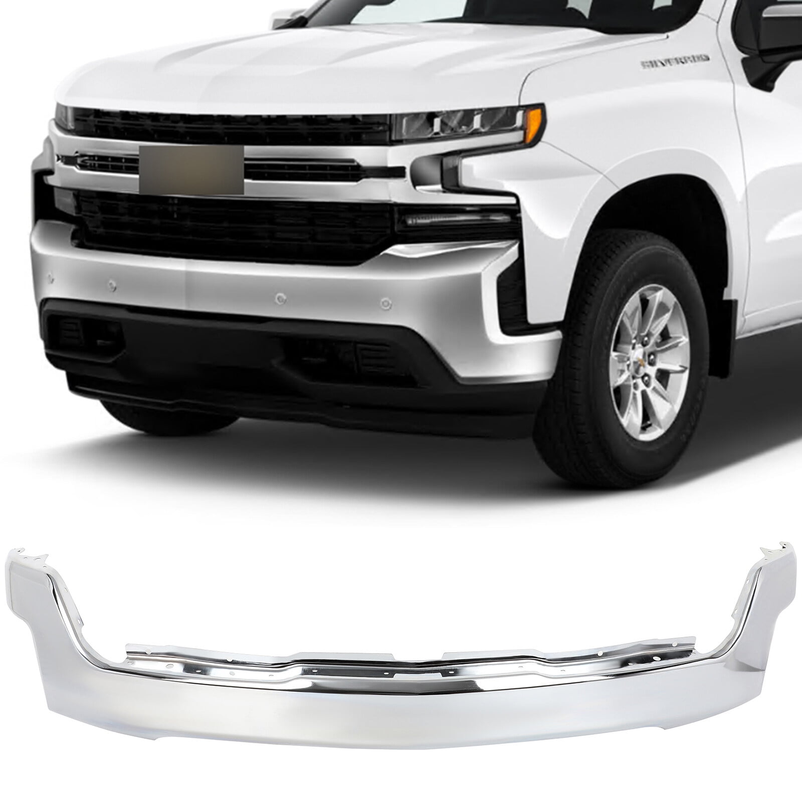 SCITOO Chrome Steel Front Bumper Face Bar fit for 2019-2021 for ...