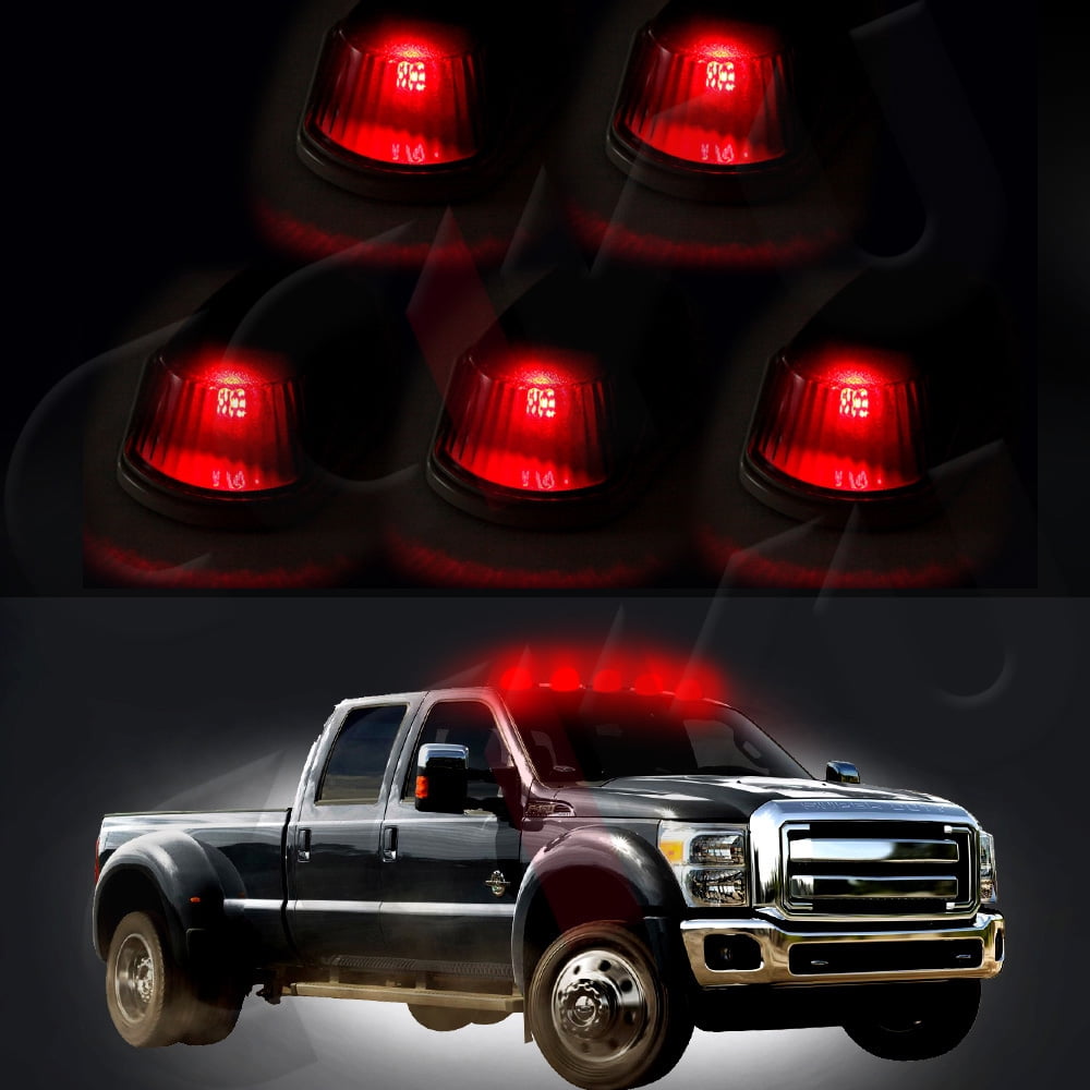 SCITOO Clear Len 15442-E LED Cab Roof Marker Lights T10-6-3020-SMD Red ...