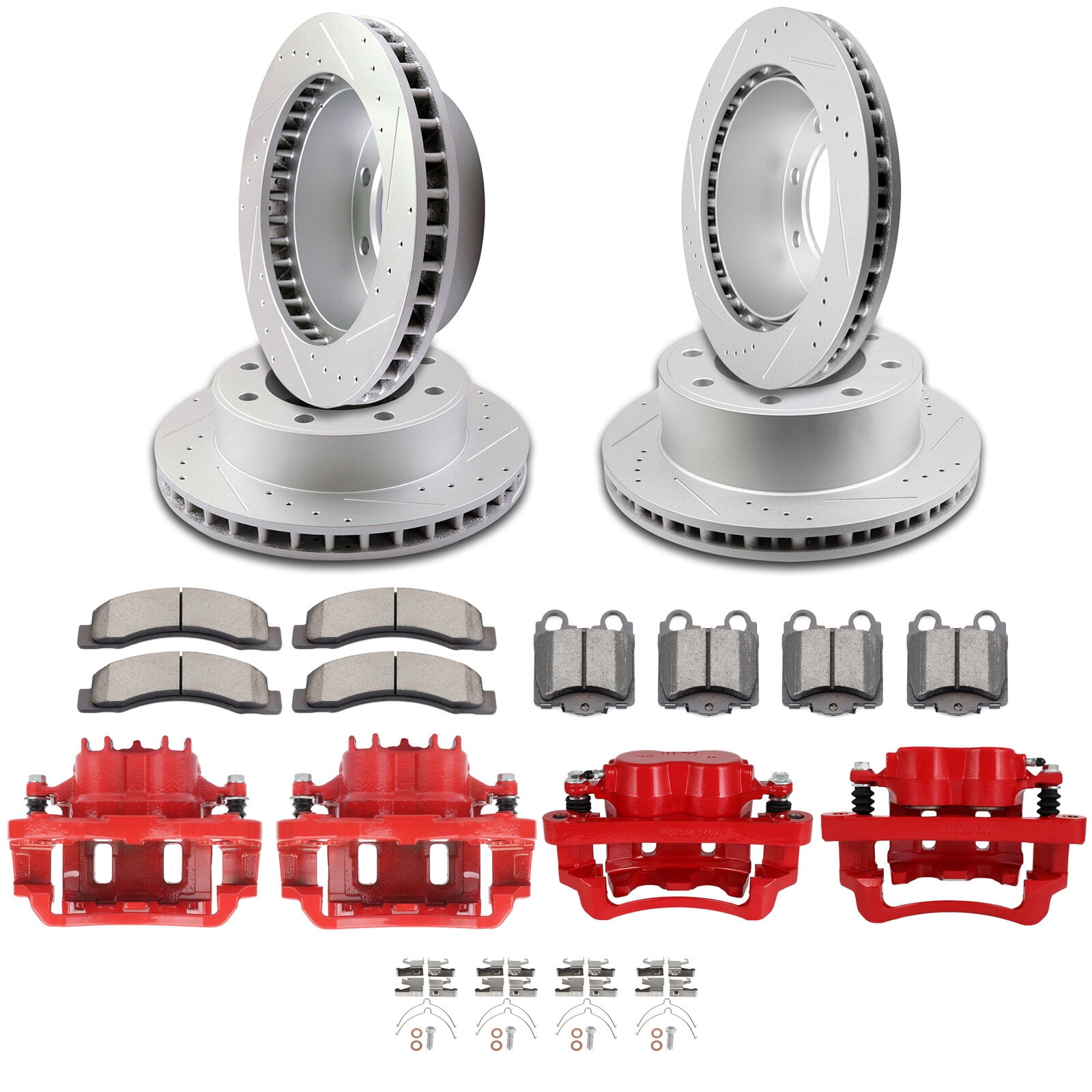SCITOO Front Rear Brake Calipers With Bracket & Brake Pads and Rotors ...