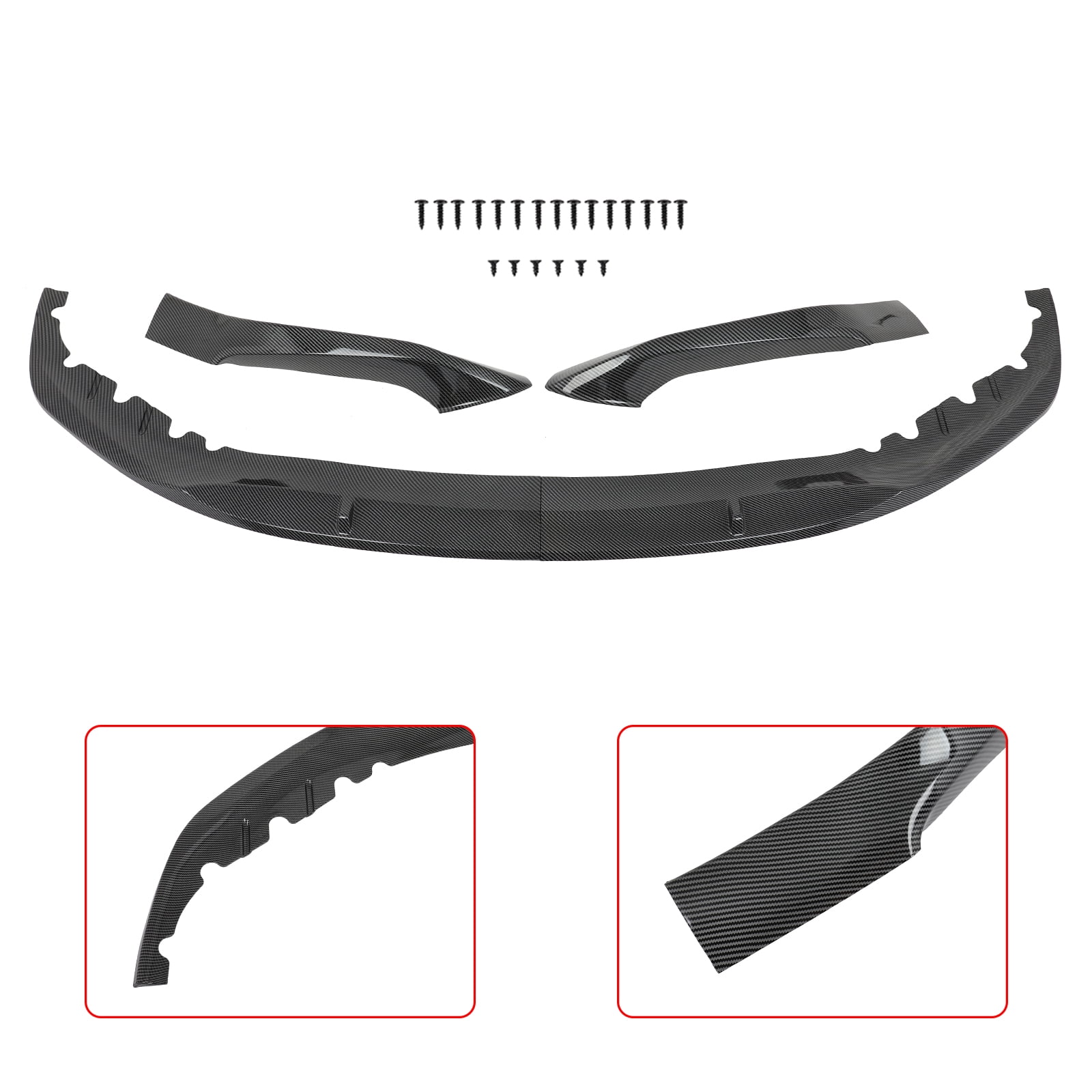 SCITOO Glossy Carbon Look Front Bumper Lip STP-Style Fits for 2017-2020 ...