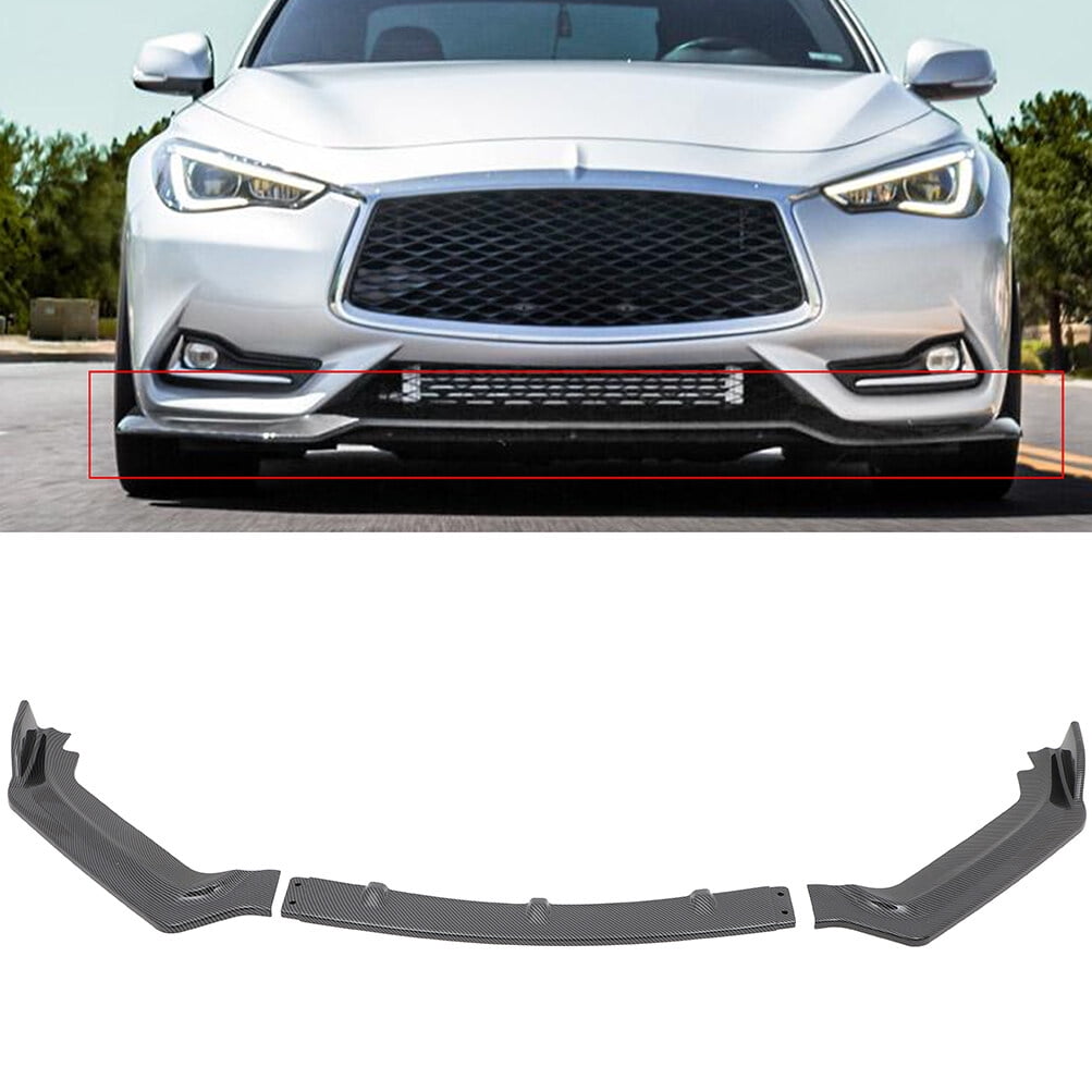 SCITOO Glossy Carbon Look Front Bumper Lip V Style Fits for 2017-2020 ...