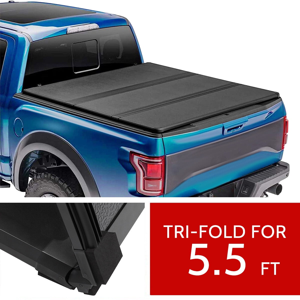 SCITOO Hard Quad-Fold 5.5ft Truck Bed Tonneau Cover Fit for Ford for ...