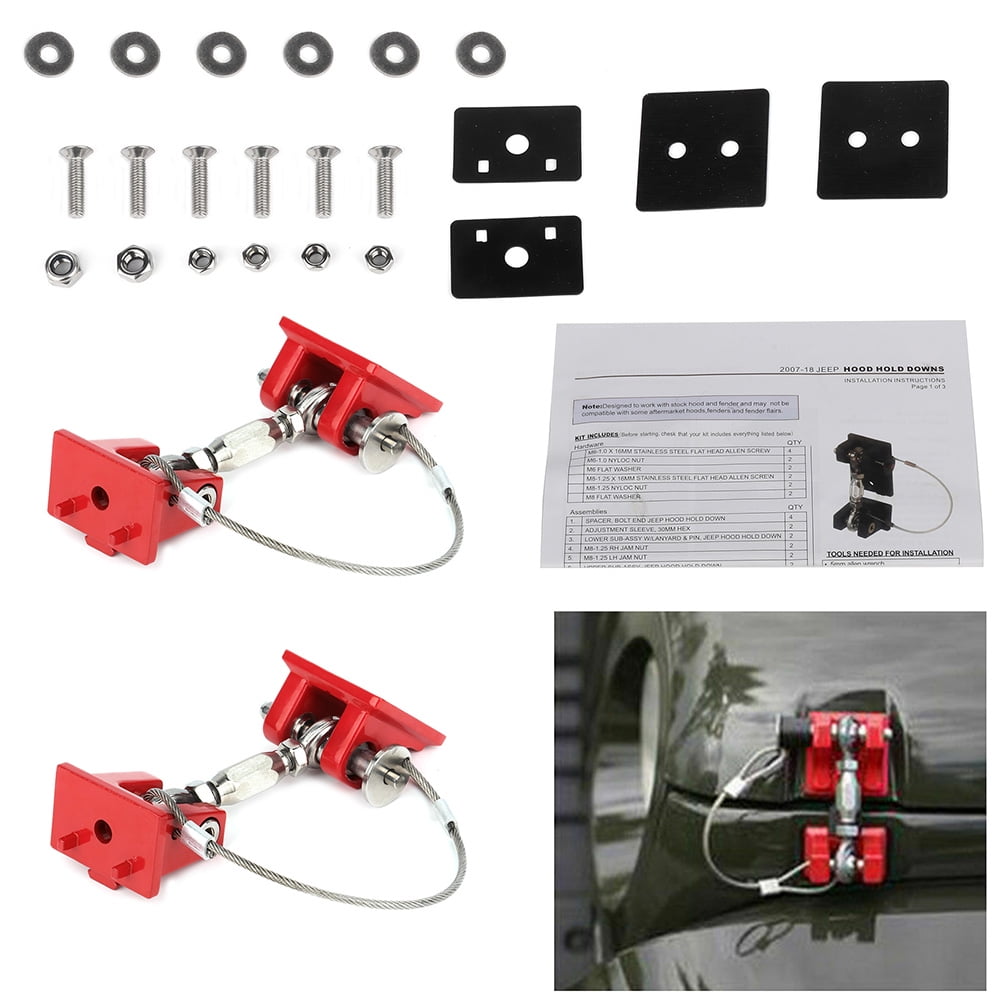 SCITOO Hood Catch Lock Latch Bracket Holder,Security Hood Lock Set Kit Engine Anti-Theft ...