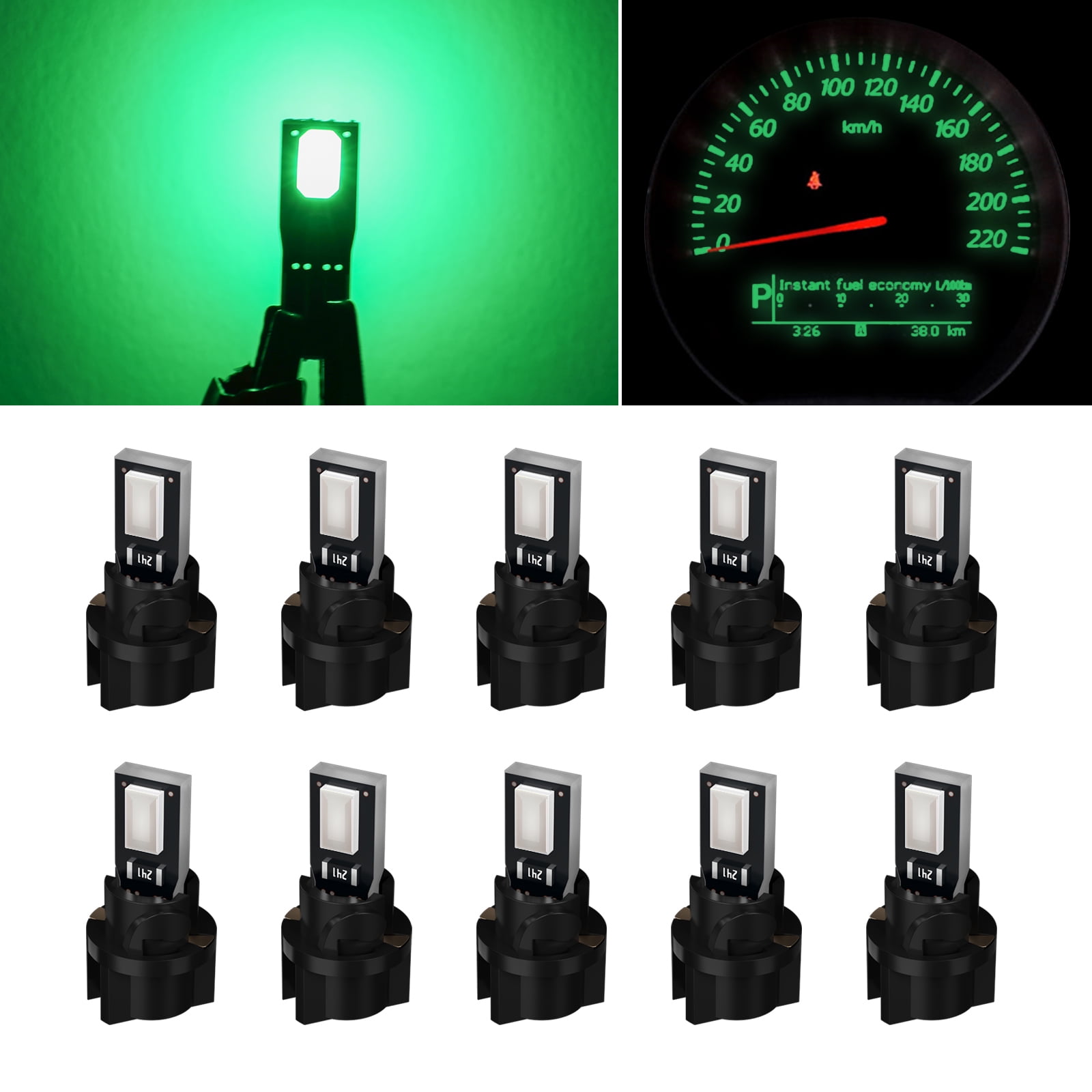 SCITOO Instrument Cluster Dash Panel Light with Twist Lock Socket T5-2-5630-SMD-Green T5-Twist ...