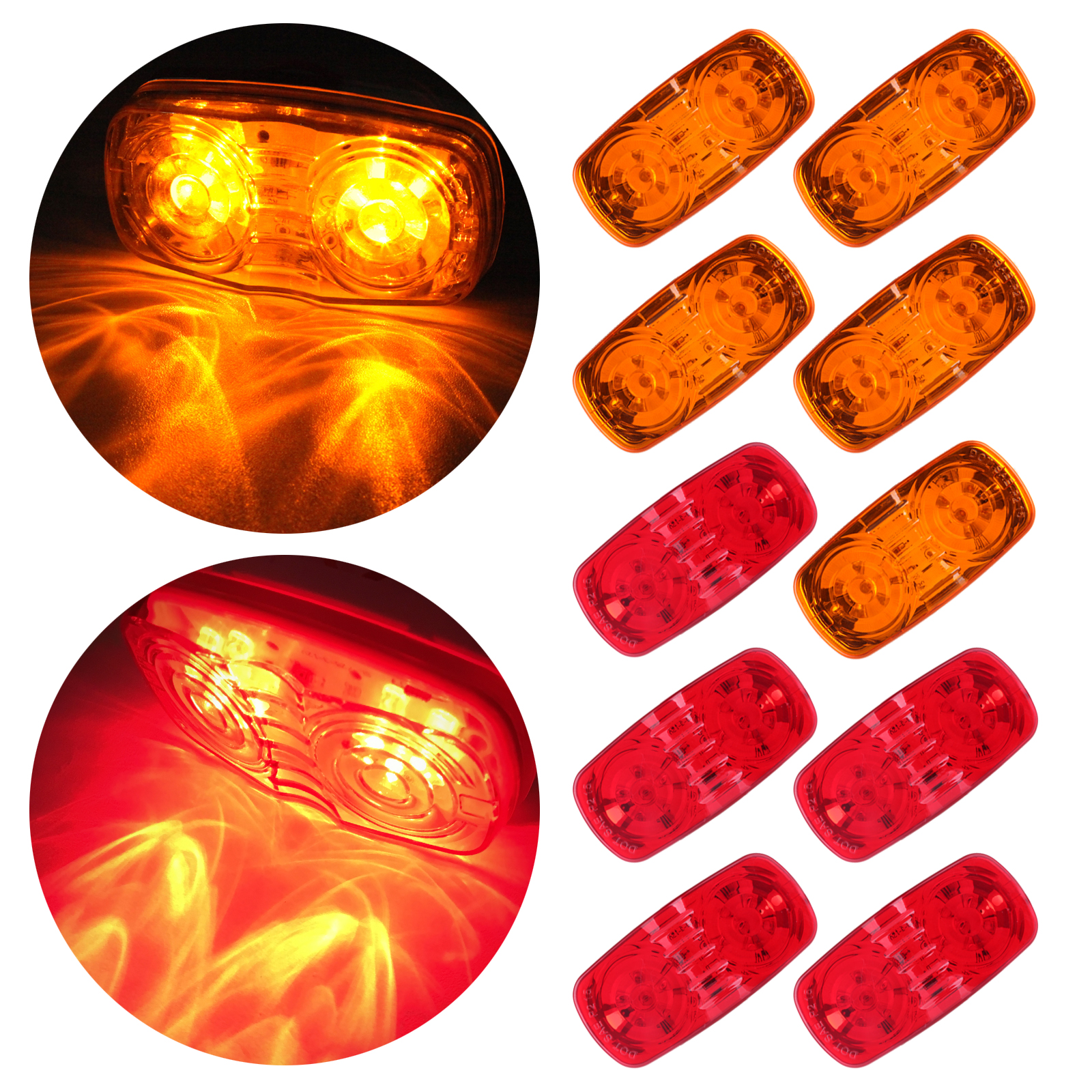 SCITOO Set Of 10 12 Led AmberLight 891L-A Trailer Marker Light 12 Led ...