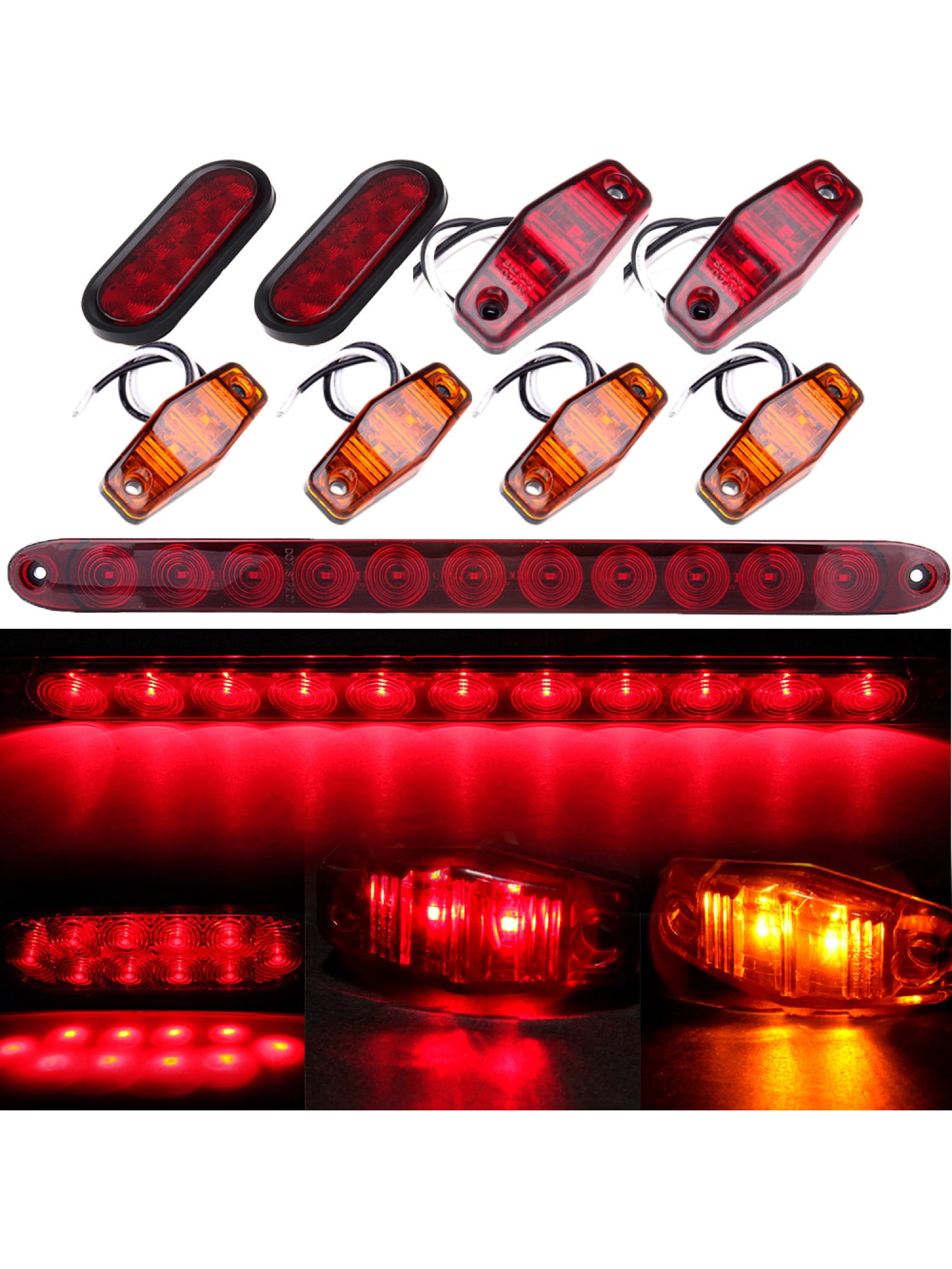 SCITOO Set of 2 5 6" 10 Led Red Light Oval 988L-R Trailer Tail Lights 2 ...