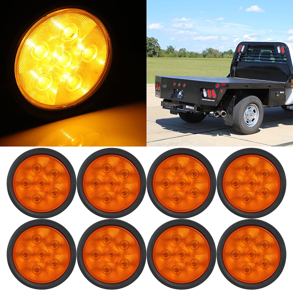 SCITOO Set Of 8 4 Inch 6 Led AmberLen AmberLight Round 966 -A Led ...