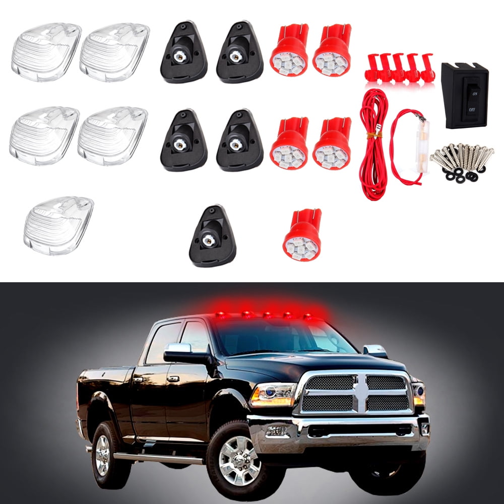 SCITOO Set Of 5 5 Clear Len 15442 Roof Cab Marker Lights Assembly w/T10 ...