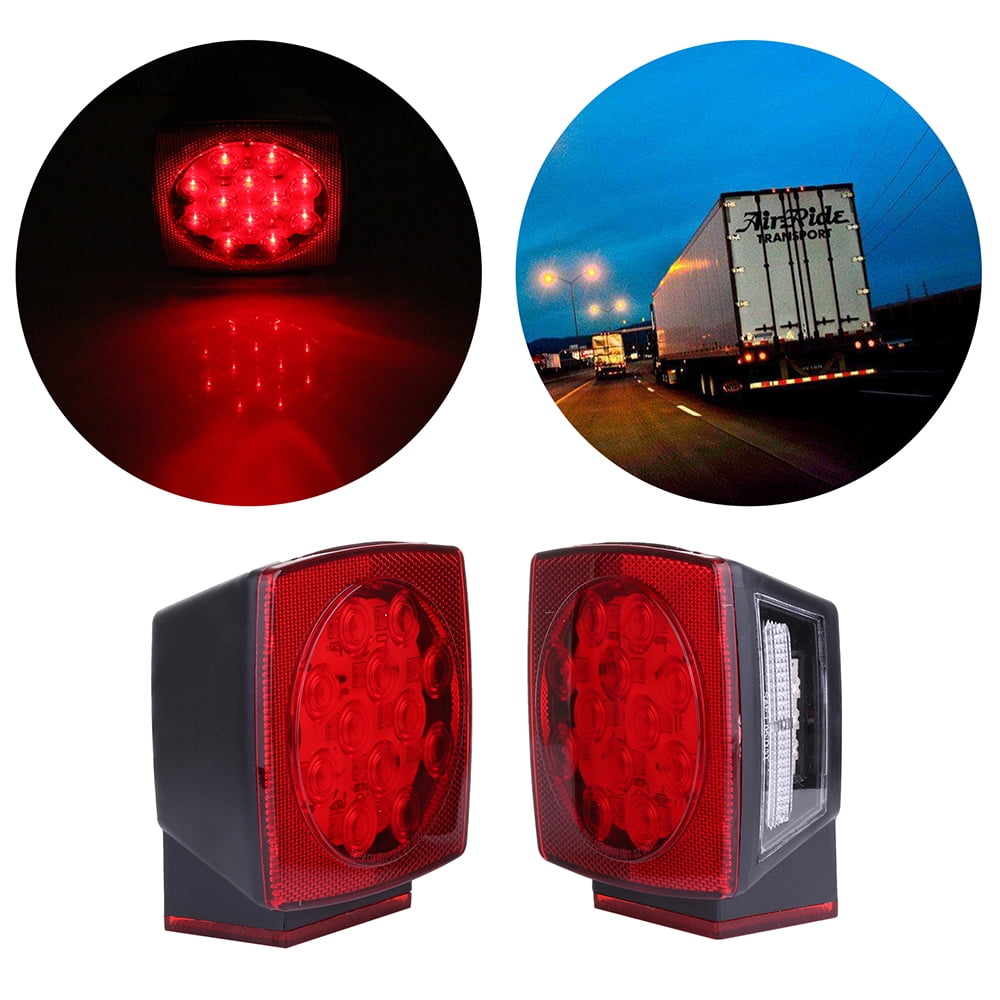 SCITOO Set Of1 12 Red Led+4 White Red Red+White Len Square Rear ...