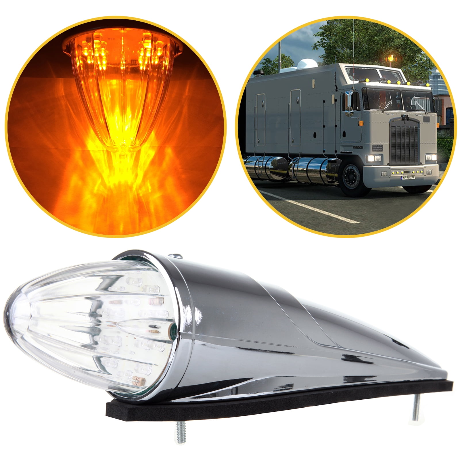 SCITOO Set Of1 17 Led Clear Len AmberLight Torpedo Cab Marker Roof ...