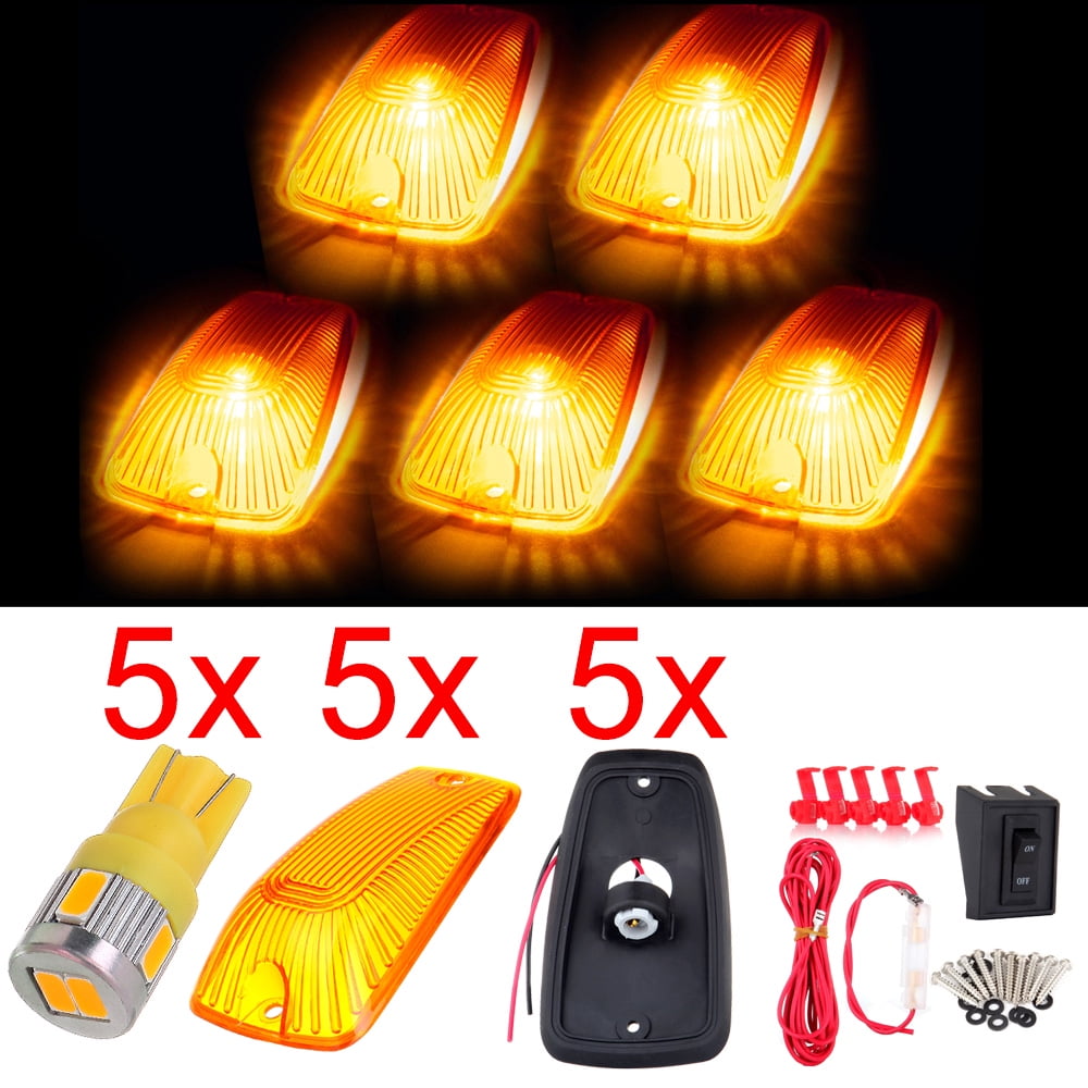 SCITOO Set of 5 Amber Len 11516638 Cab Roof Marker Light Assembly w/T10 ...