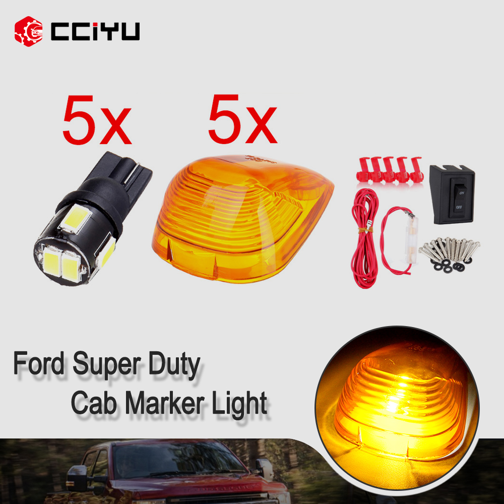 SCITOO Set of 5 AmberLen 15442 Top Clearance Roof Running Lights+Wiring ...