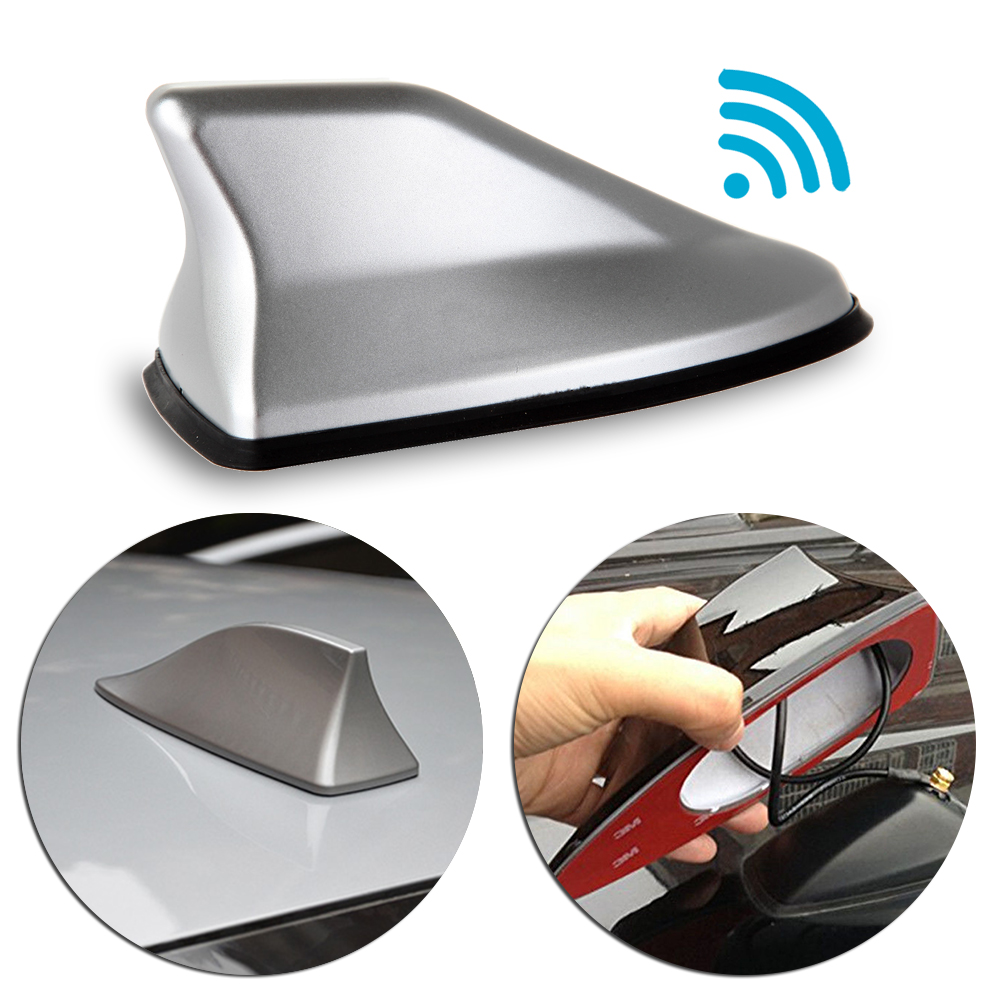 SCITOO Silver Universal AM/FM Shark Fin Antenna Signal Decorative ...