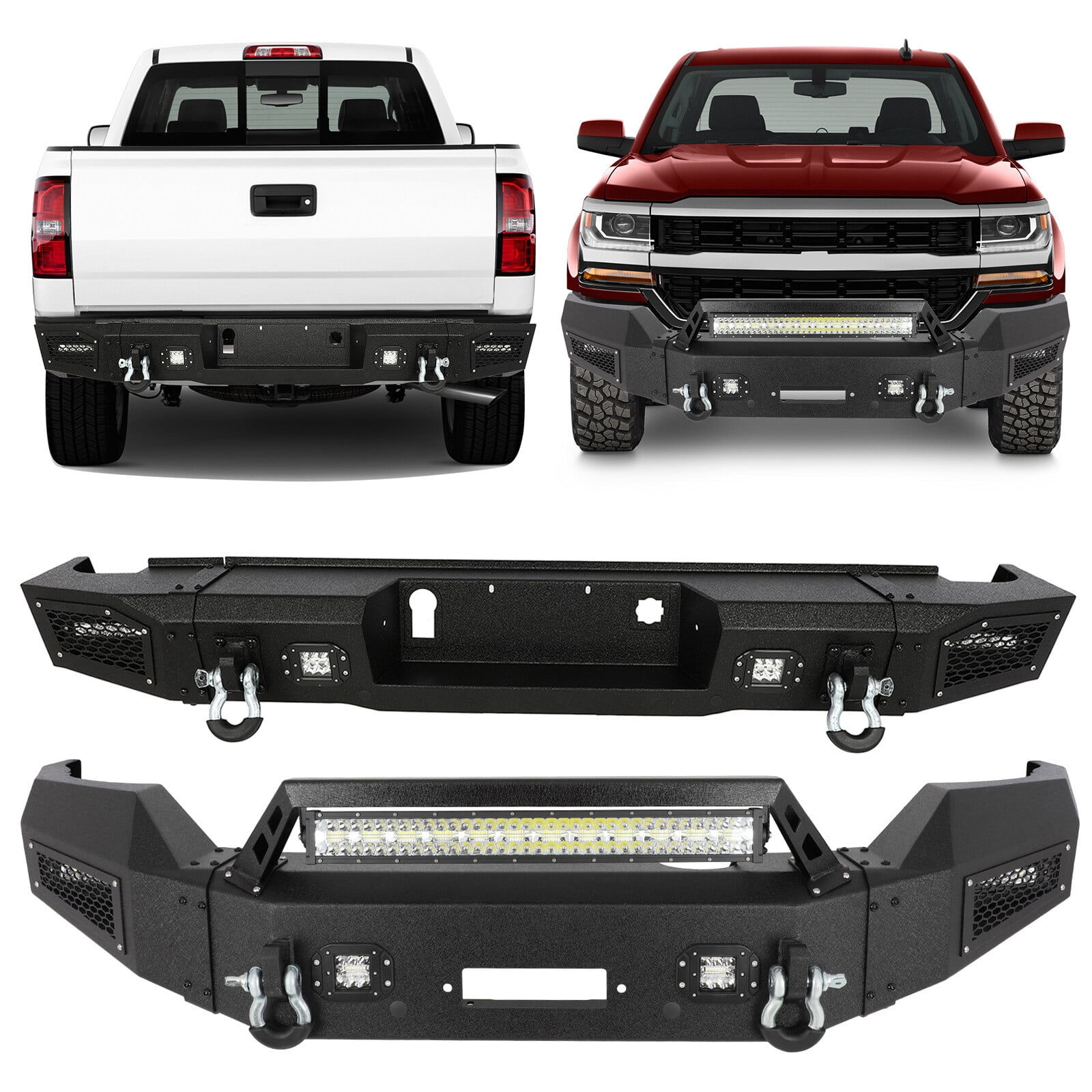 SCITOO Steel Front & Rear Bumper fit for 2016-2018 for Chevy Silverado ...