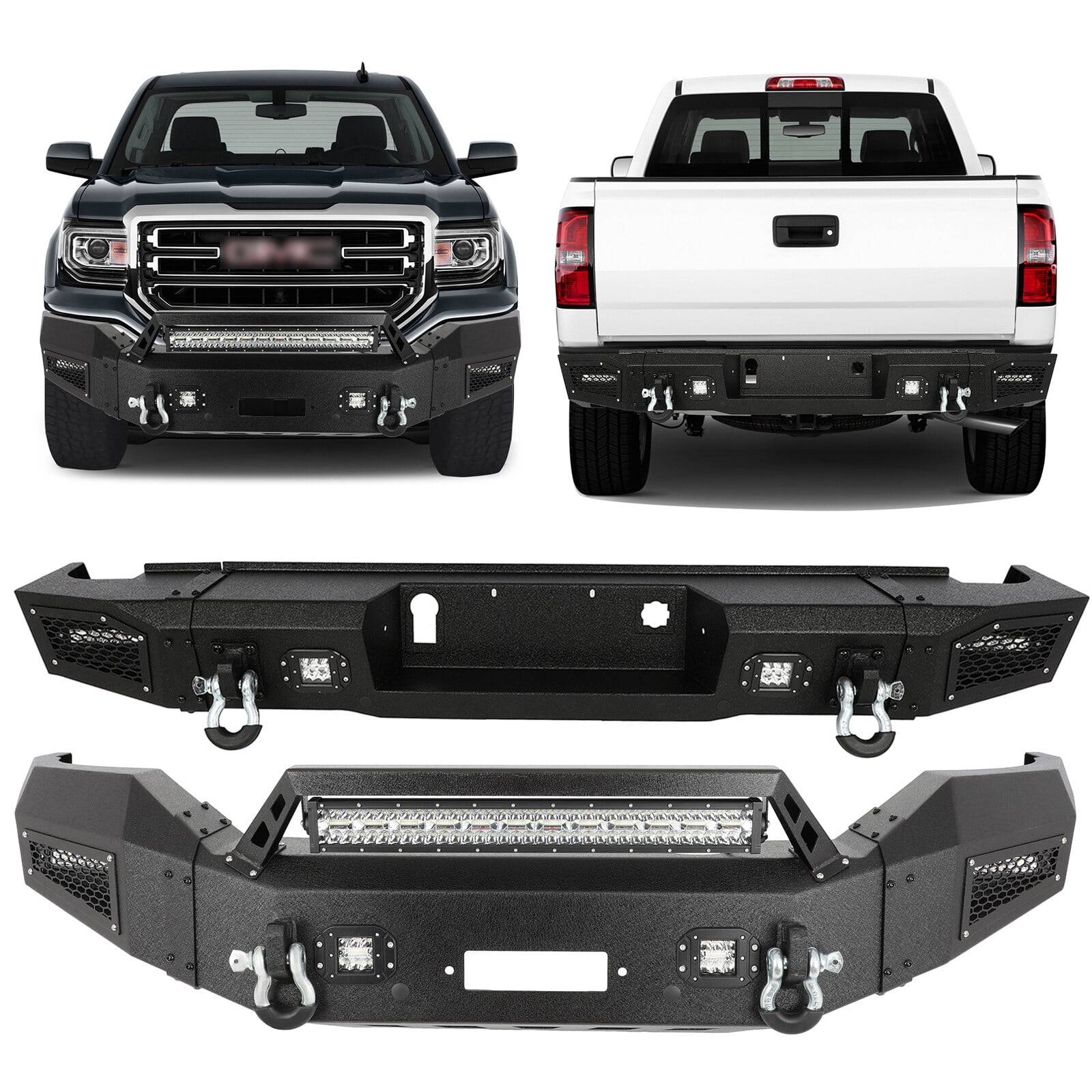 SCITOO Steel Front & Rear Bumper fit for 2016-2018 for GMC Sierra 1500 ...