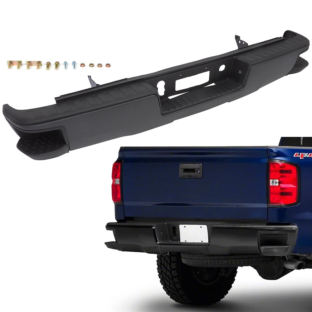 SCITOO Steel Texture Black Rear Step Bumper Replacement for 2014-2018 ...