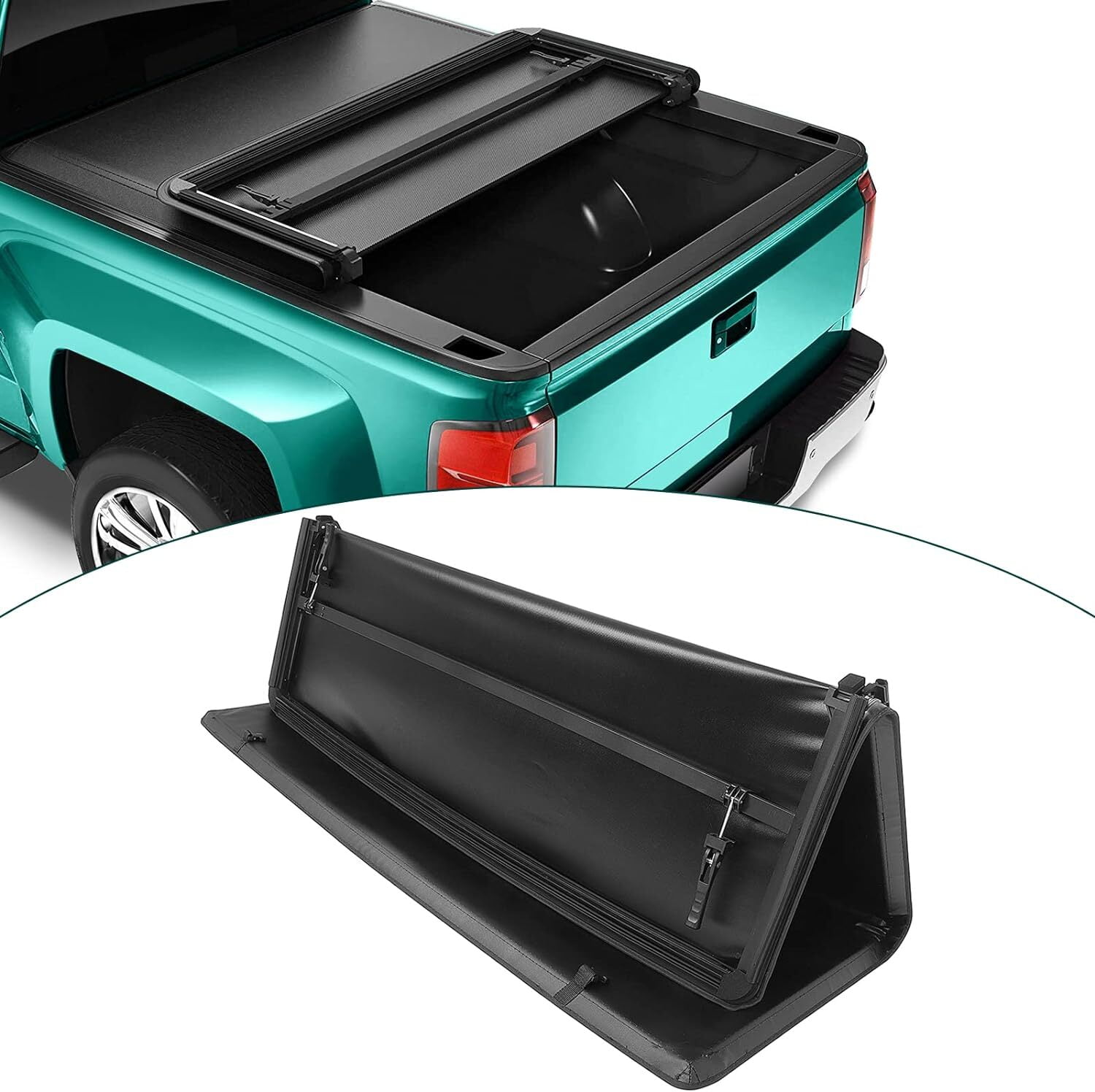 SCITOO Truck Bed Cover Kit Soft Tri-Fold Tonneau Cover Fits for Ford ...