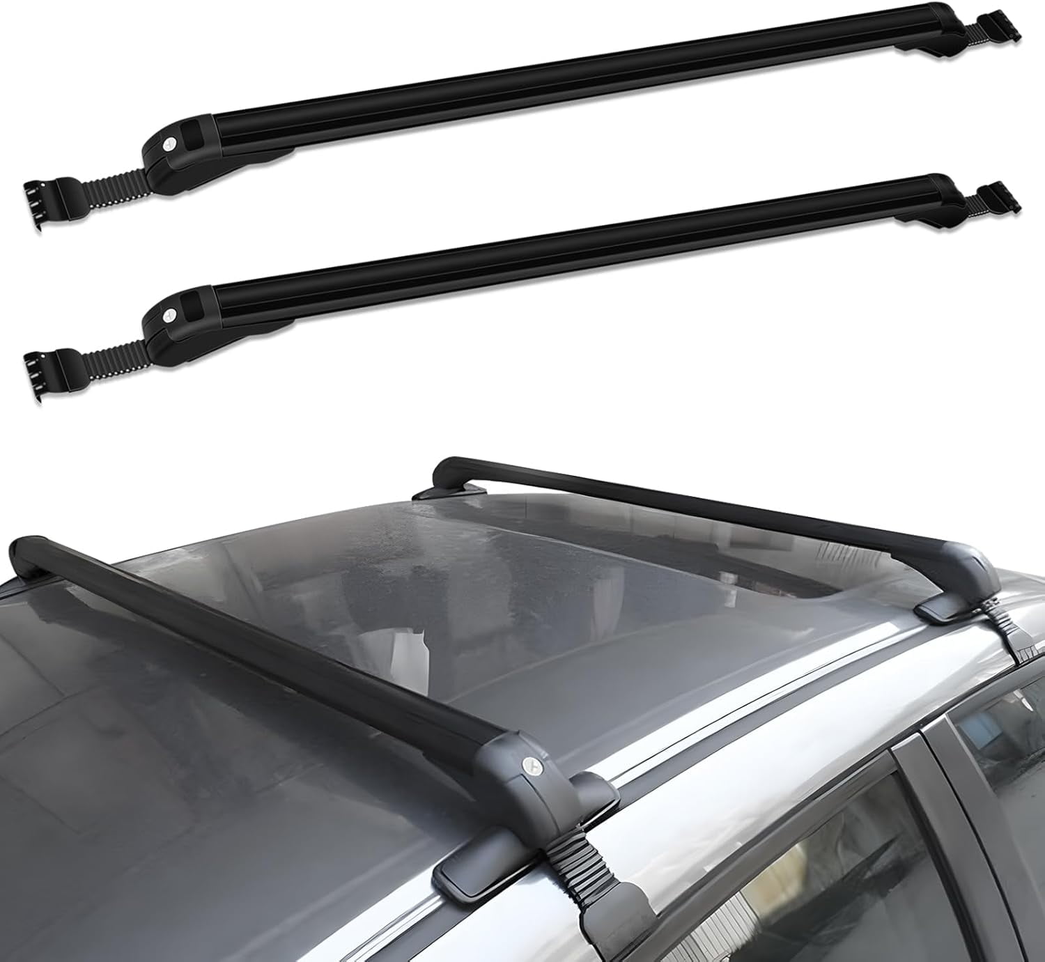 SCITOO Universal Roof Rack Adjustable 43.3" Roof Top Cross Bar Set Rock ...