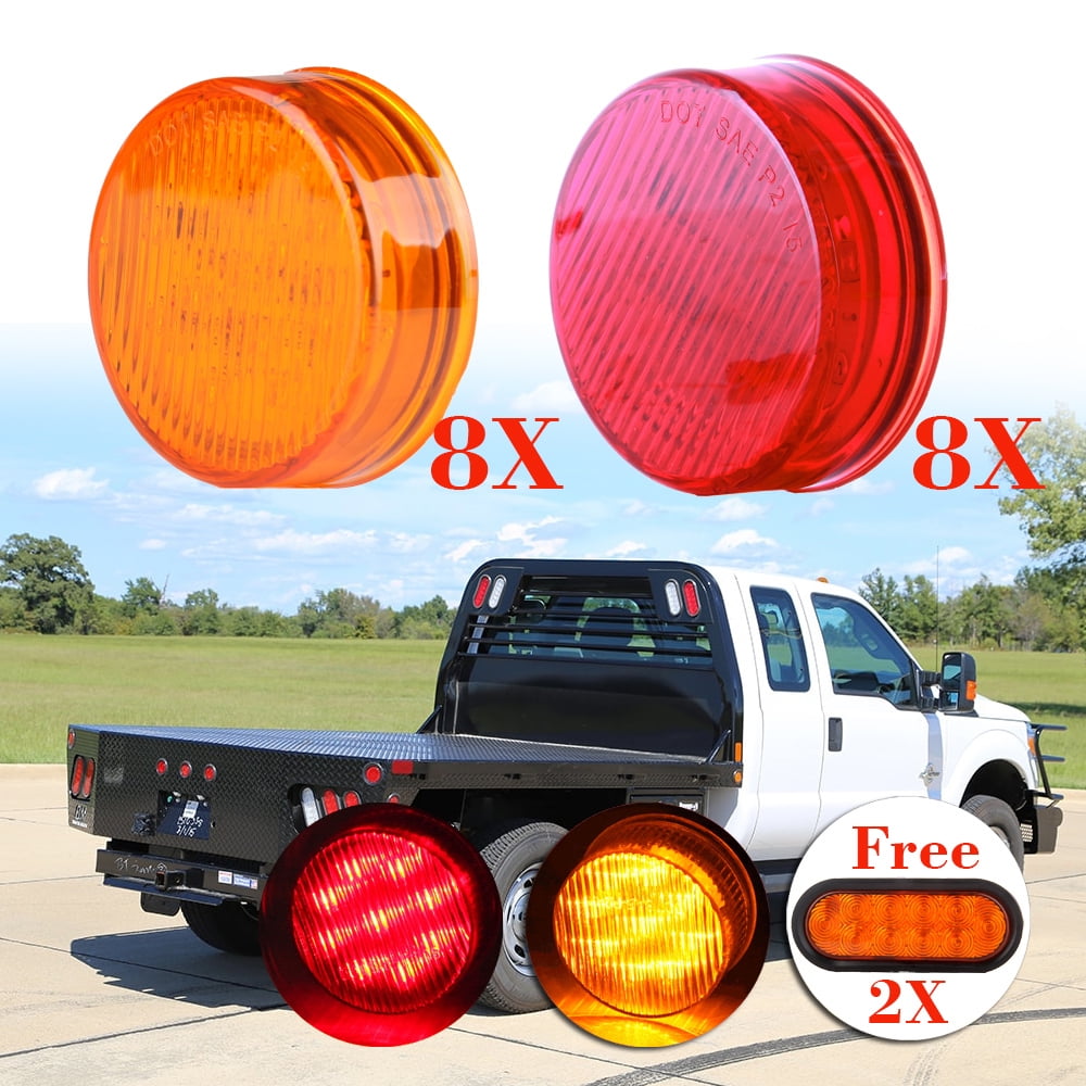 SCITOO fit for Boats Truck Trailer Pickups Universal Side Lights 8x Red ...