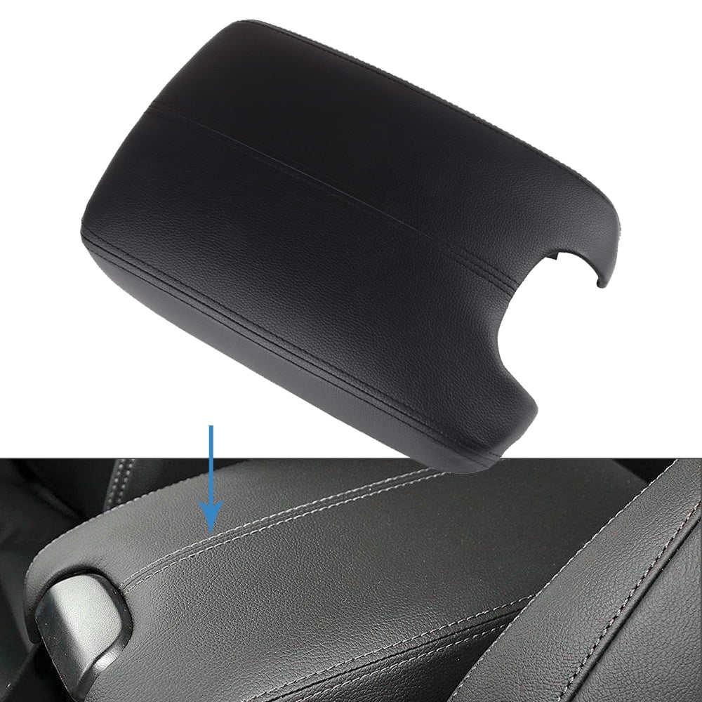 SCITOO Auto Black Armrest Center Console Lid Skin Cover with Base ...