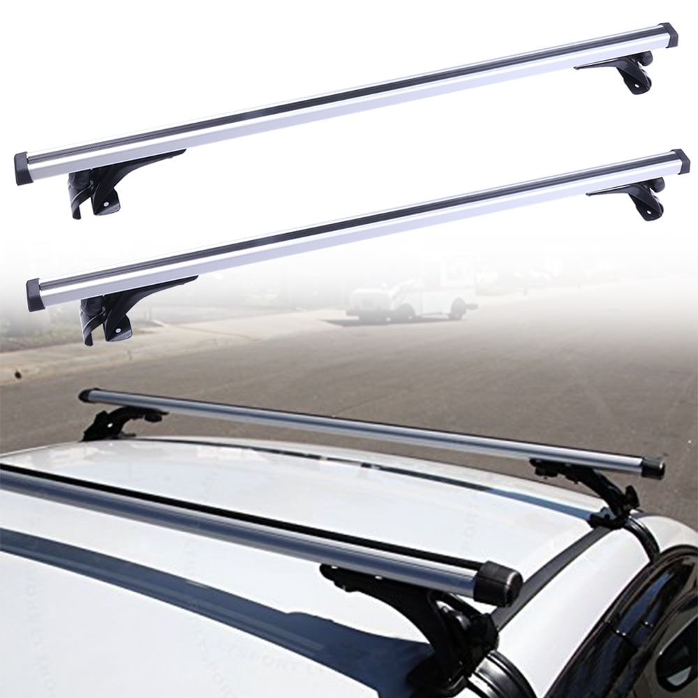 SCITOO Adjustable 48" Aluminum Roof Top Cross BarSet Rock Rack Rail w/3 ...