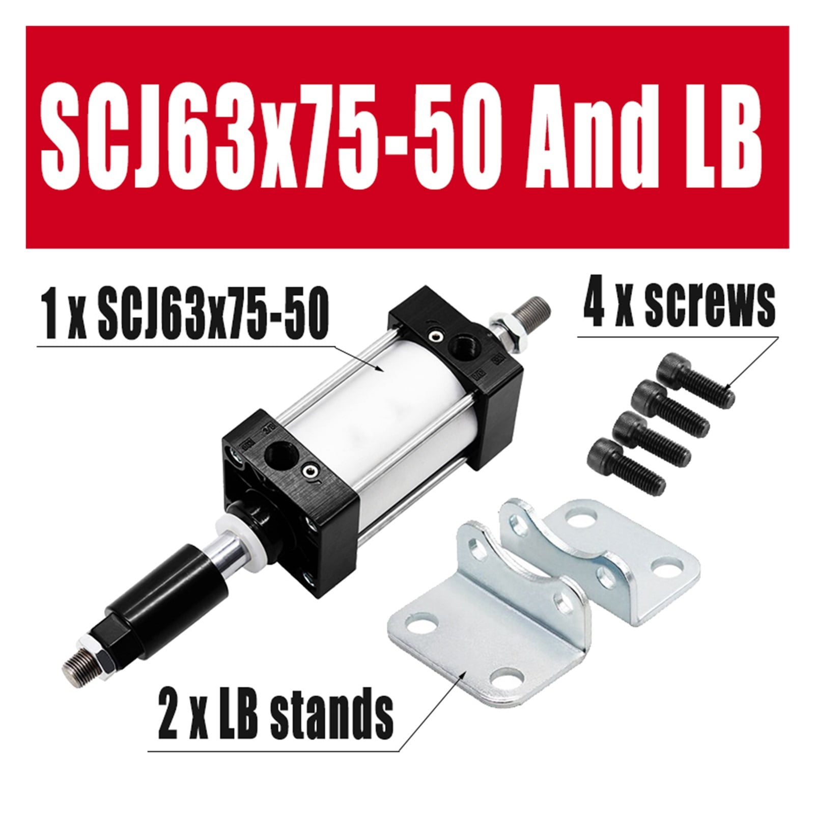 SCJ63x75-50 Standard Pneumatic Cylinder Bore 63mm Double Acting Air ...