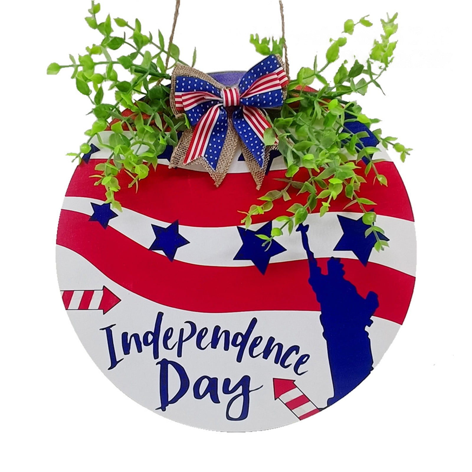 SCJFNE July Fourth Memorial Day Decorations Sign for Front Door ...