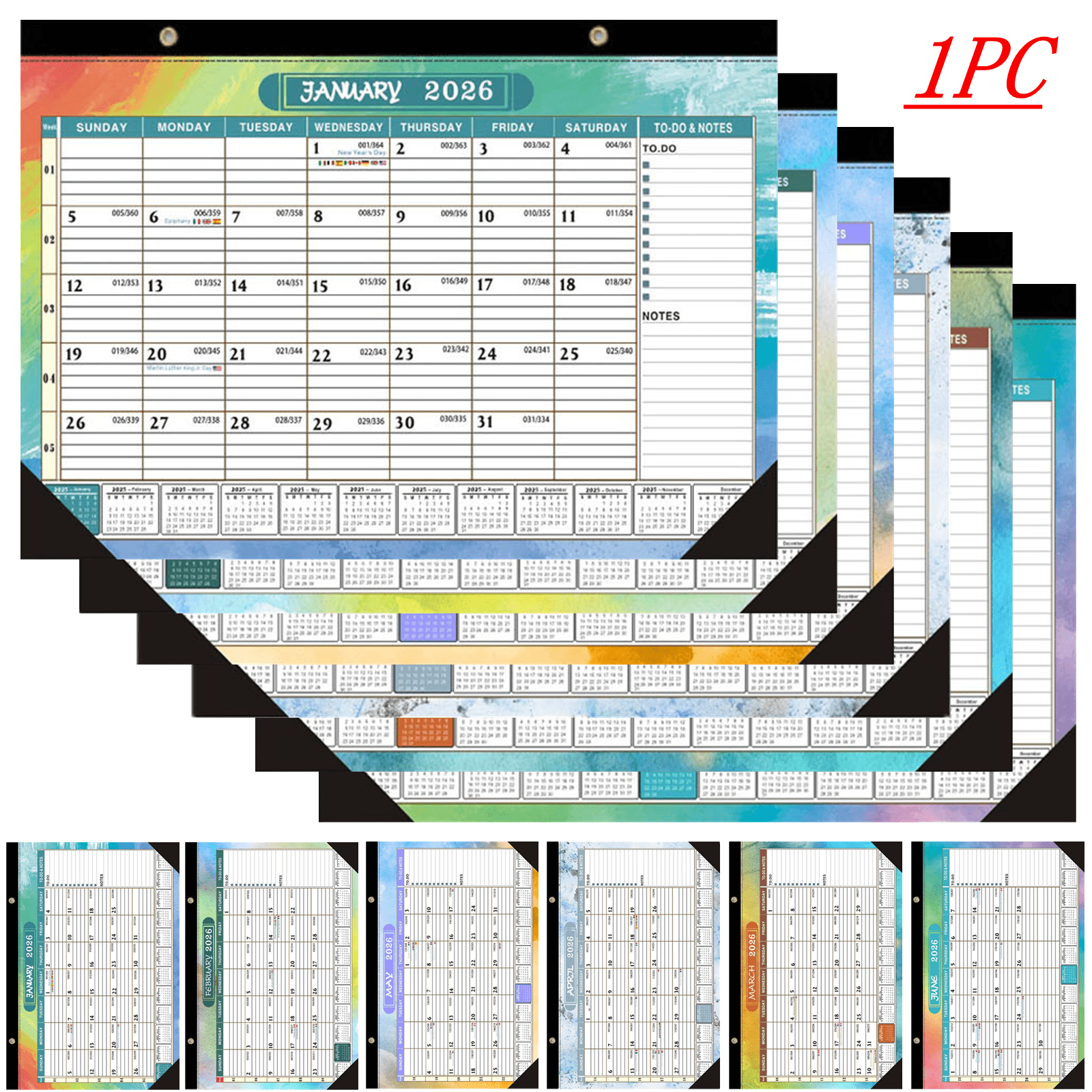 SCJFNE Wall Calendar 2025-2026, 18 Month Large Desk Calendar from July ...