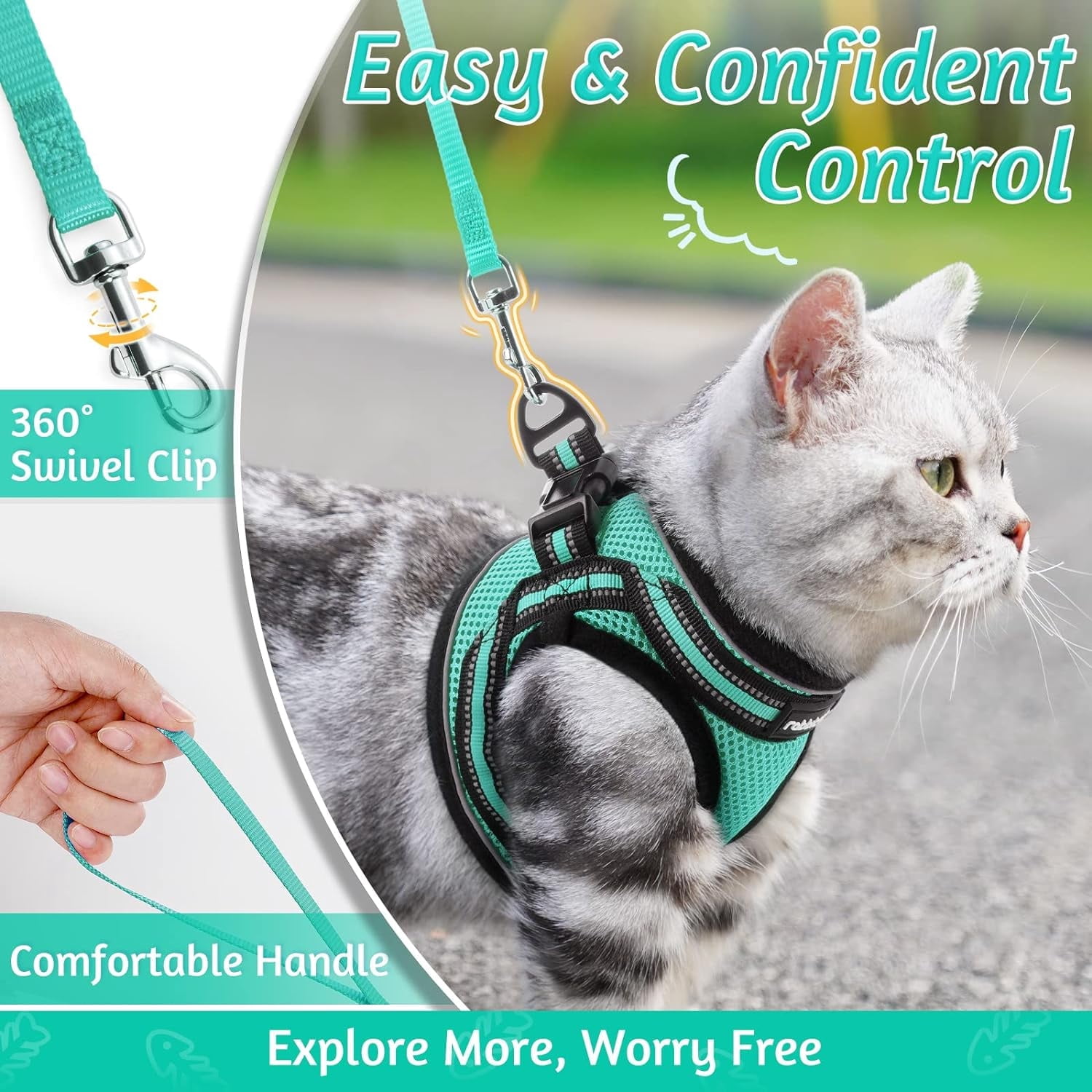 SCMYCat Harness And Leash Set For Walking Escape Proof, Adjustable Soft ...