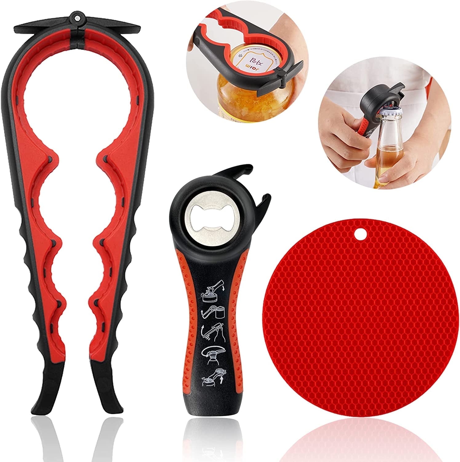 SCNDR Jar Opener for Weak Hands, Seniors with Arthritis, 5-in-1 Multi ...