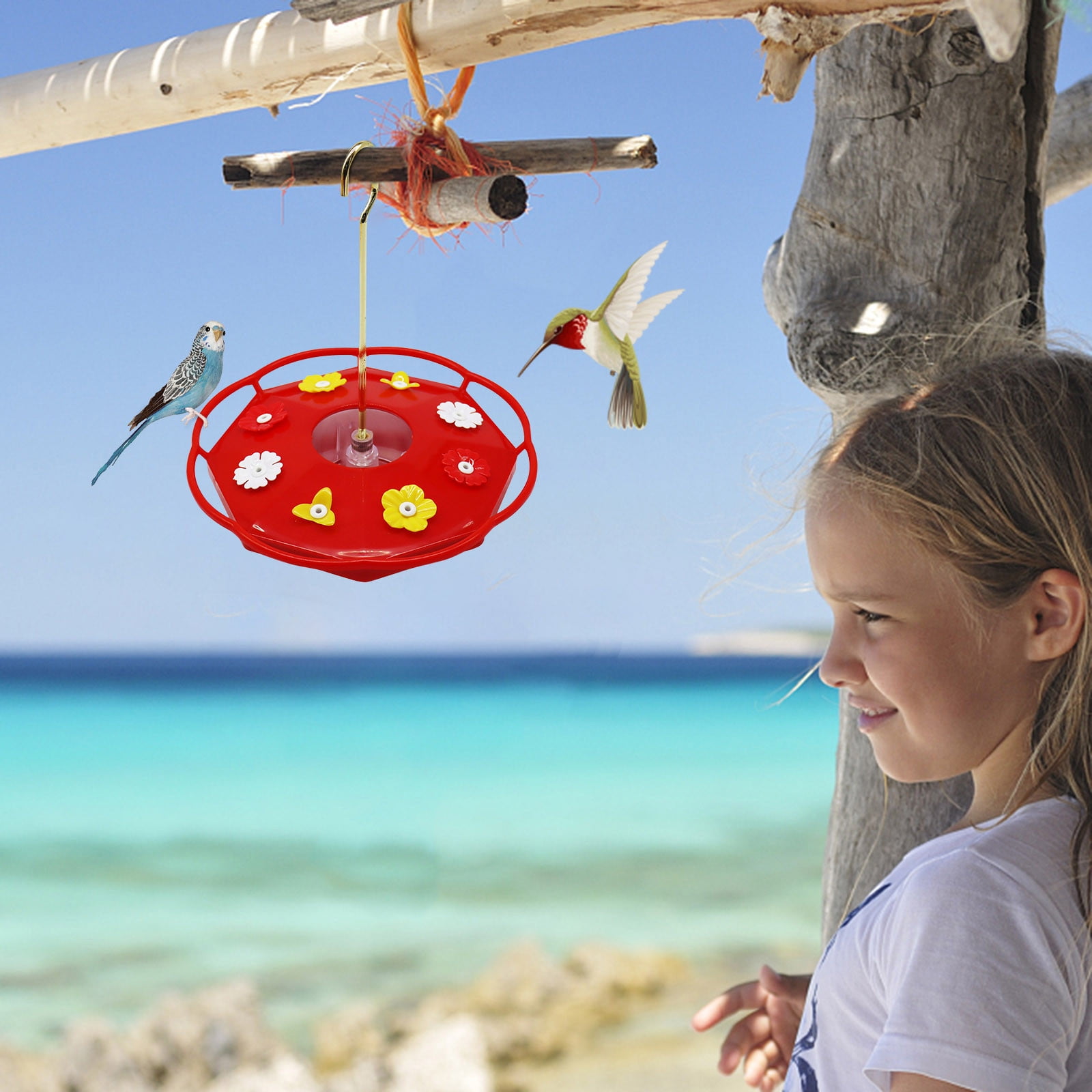 SCNOR Red Metal Hook Hummingbird Feeder – 16oz Capacity with Detachable ...