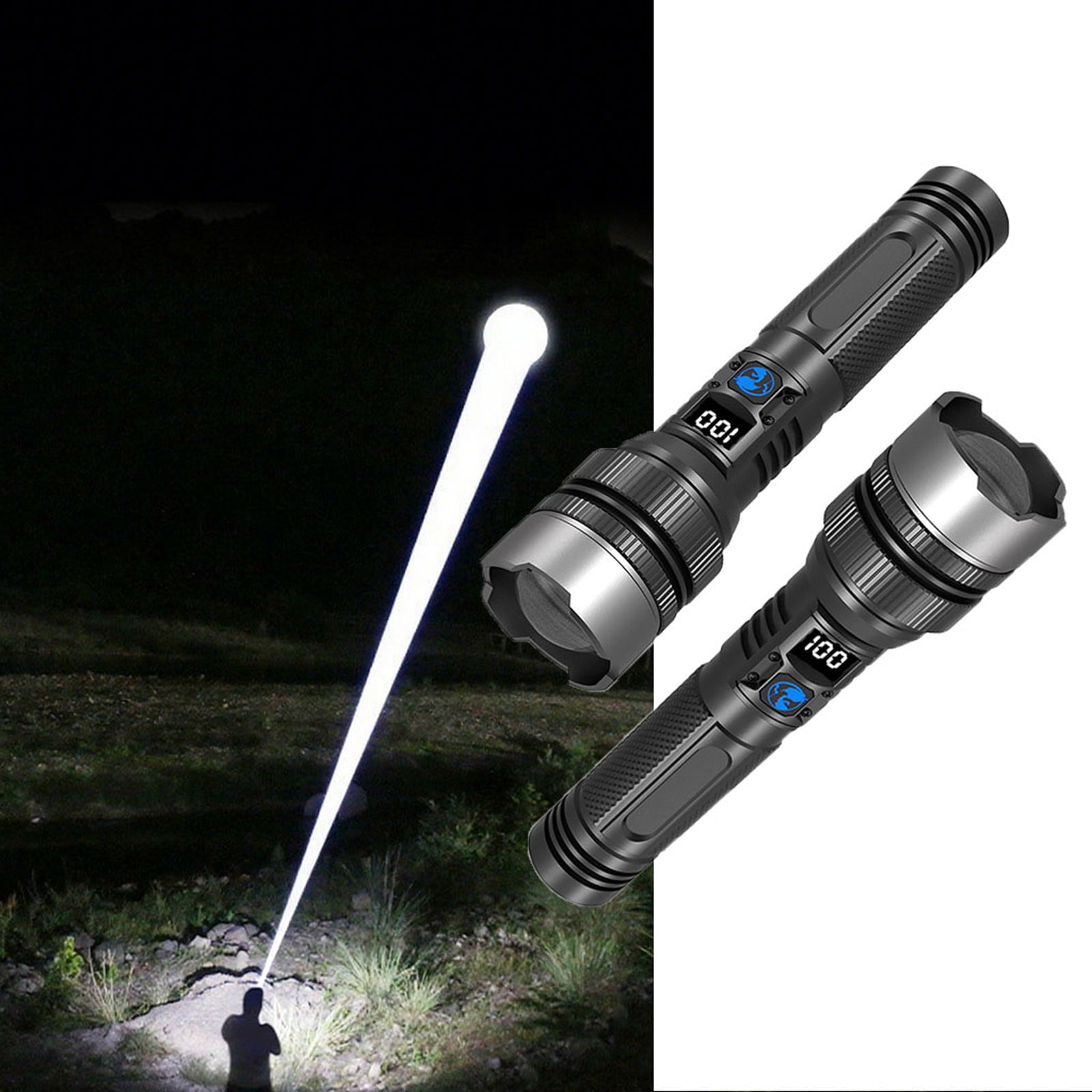 SCNOR Zoomable Rechargeable Flashlight 2 Pack, High Lumens Long Range ...