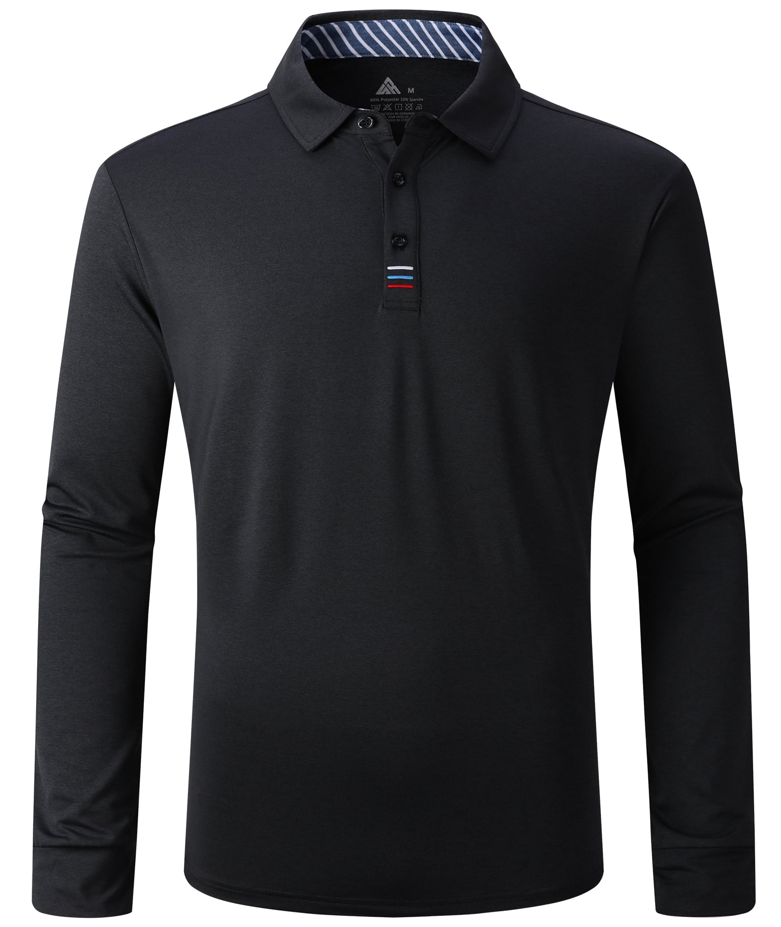 SCODI Men's 3 Button Quick Dry Long Sleeve Performance Polo Shirts ...