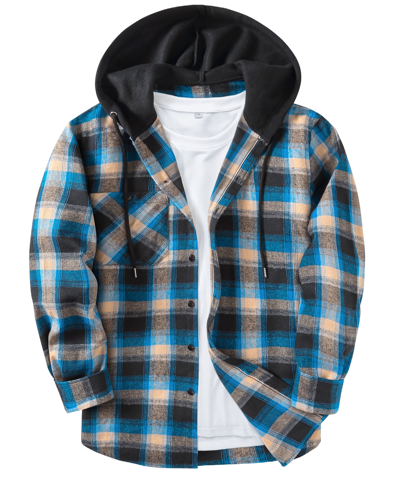 Scodi Mens Flannel Hoodie Shirts Long Sleeve Fashion Plaid Jackets ...