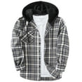 Scodi Flannel Hoodie Shirts Men Long Sleeve Button Down Plaid Hooded ...