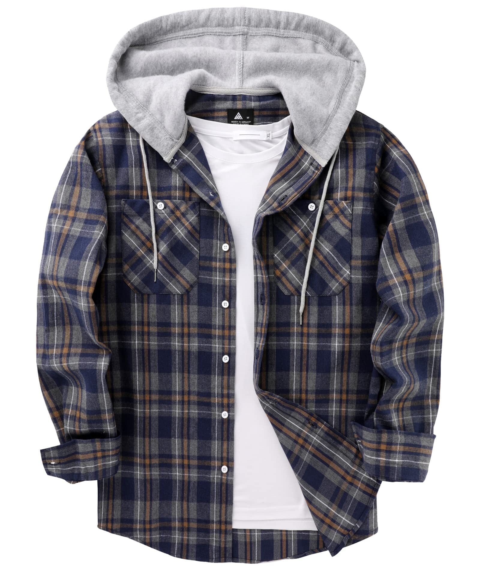 Scodi Mens Flannel Hoodie Shirts Long Sleeve Fashion Plaid Jackets ...
