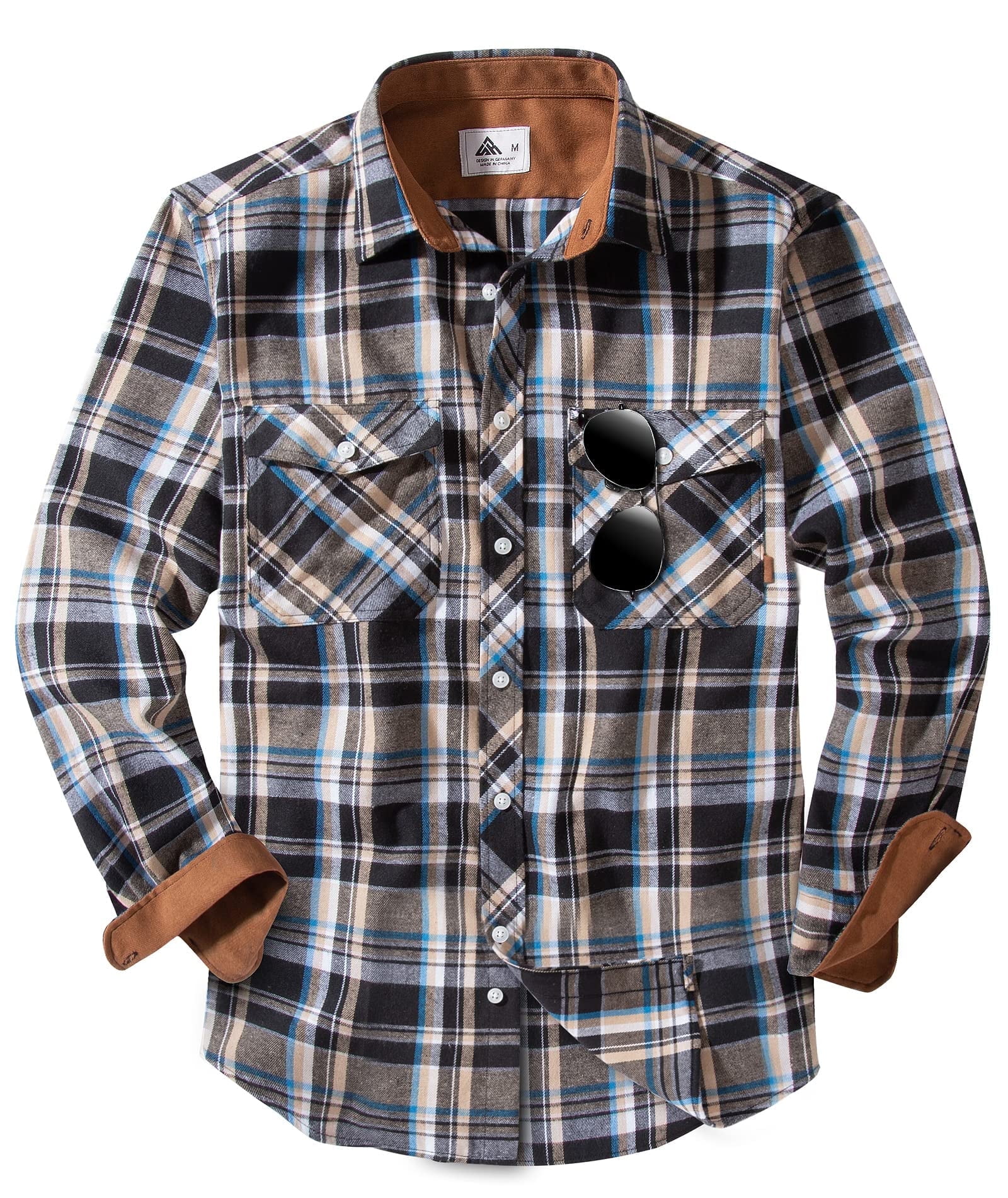Scodi Mens Shirts Button Down Regular Fit Long Sleeve Plaid Flannel ...