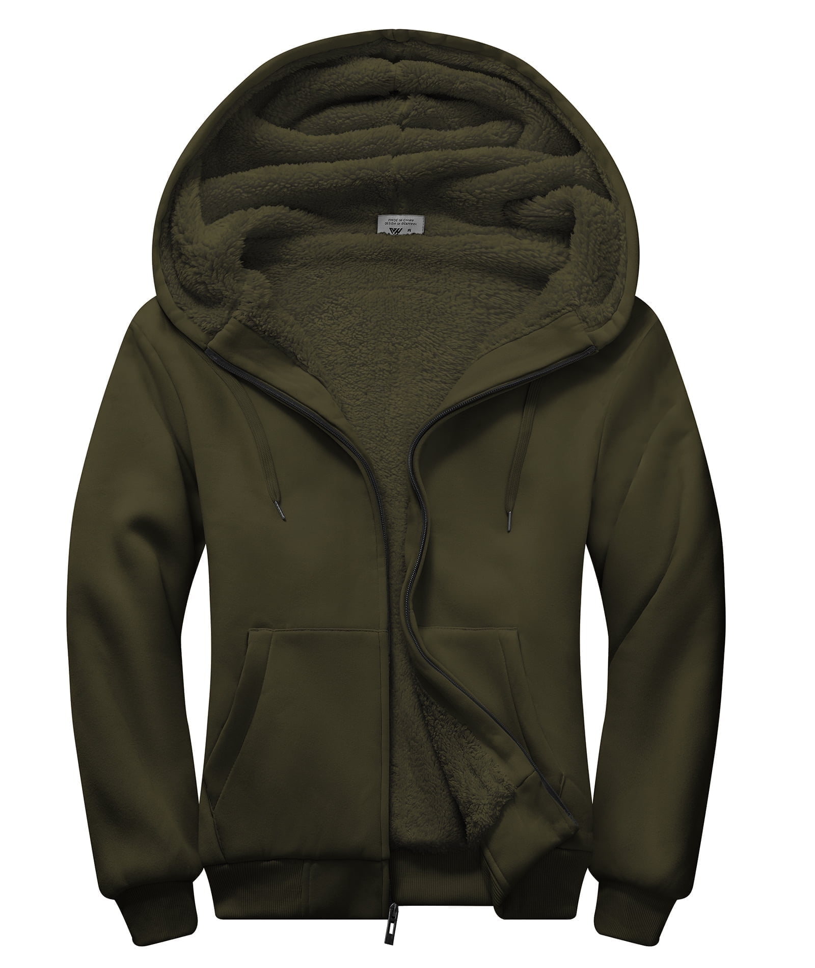 Scodi Fleece Hooded Jacket for Men Full Zipper Thick Sherpa Lined ...