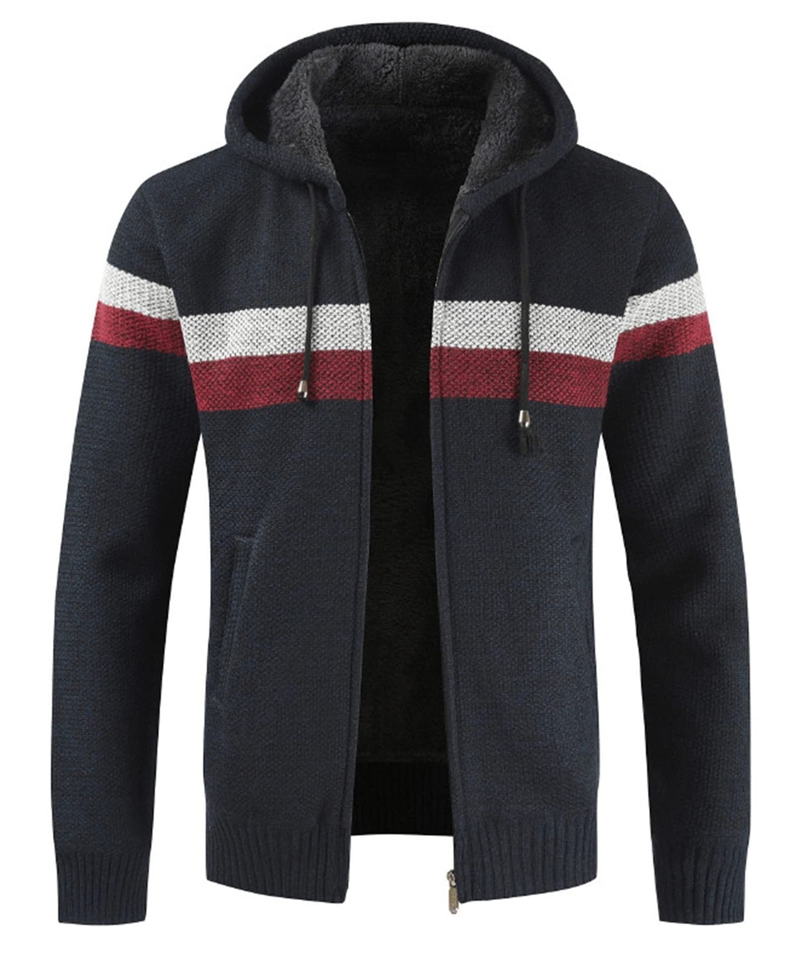 Scodi Mens Full Zipper Hooded Fleece Jacket Sherpa Lined Hoodies Thick ...