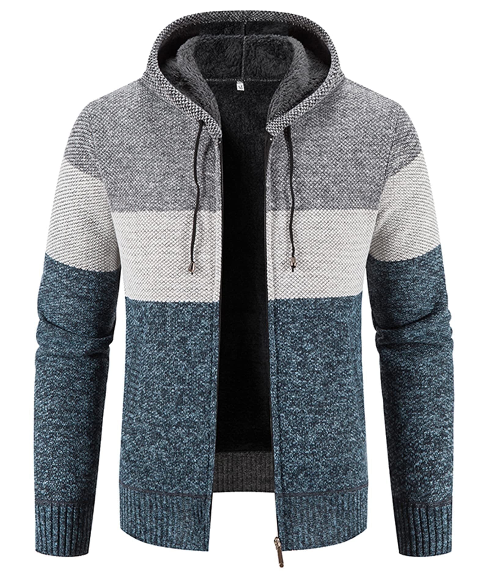 Scodi Mens Full Zipper Hooded Fleece Jacket Sherpa Lined Hoodies Thick ...