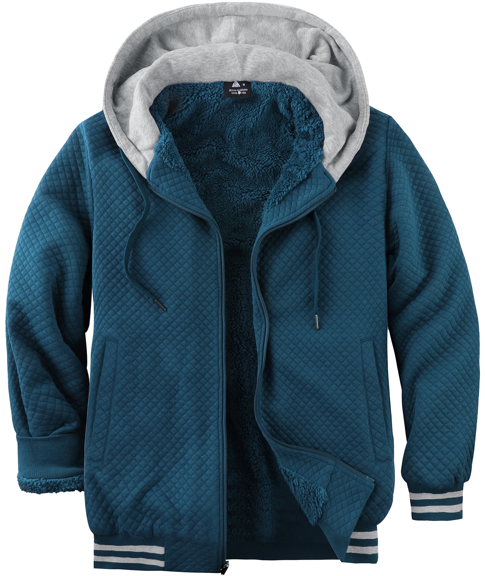 Geeksport Men's Full Zipper Hoodies Thick Sherpa Lined Sweatshirt with ...