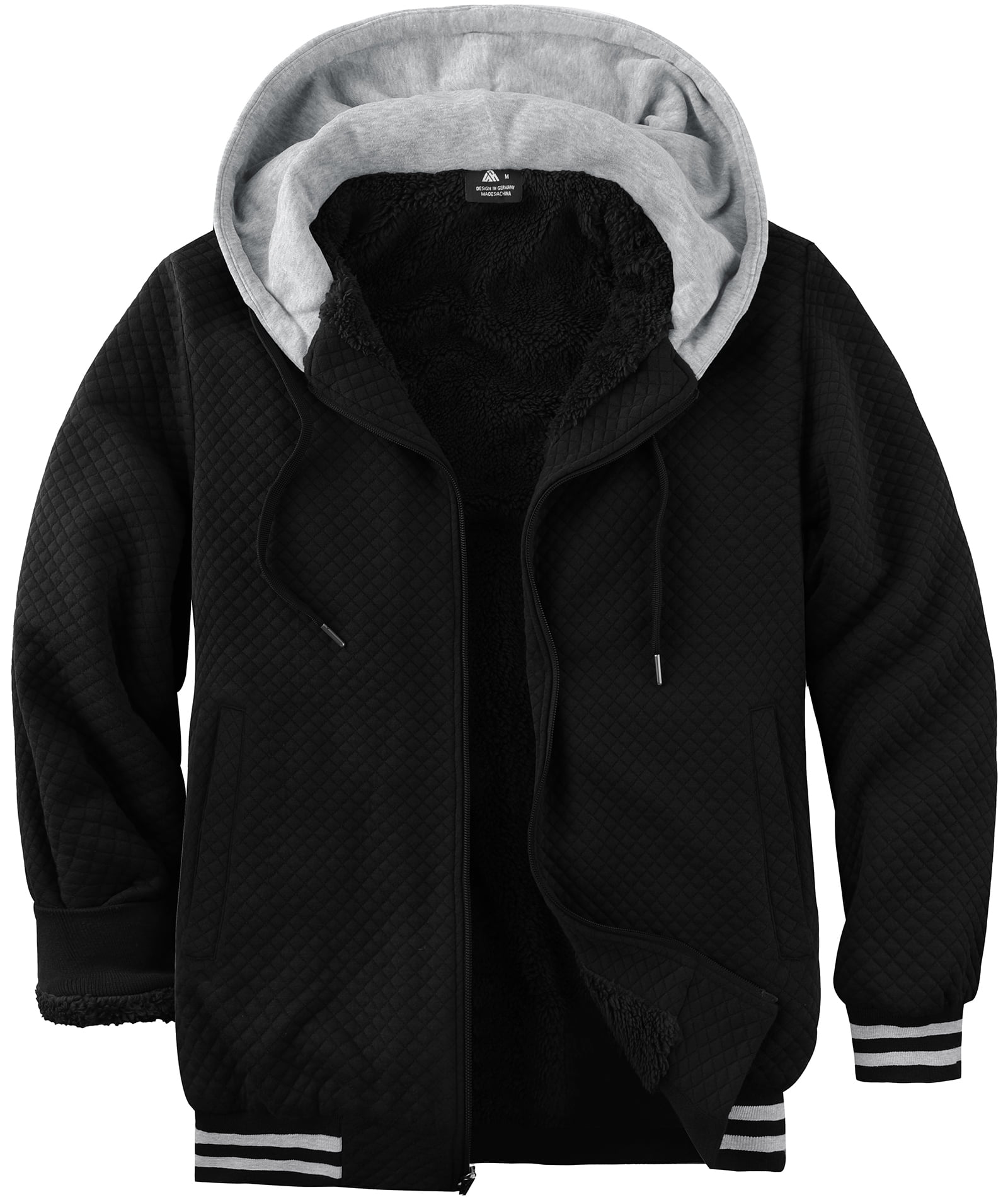 SCODI Men's Full Zipper Hoodies Thick Sherpa Lined Sweatshirt with Long ...