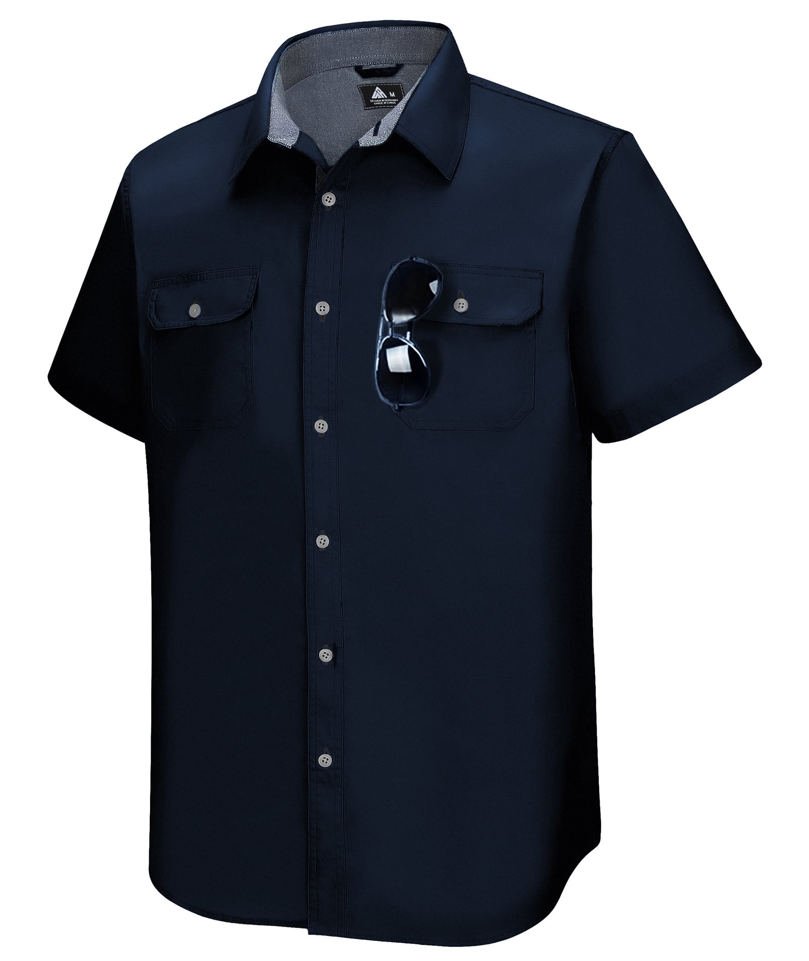Scodi Men's Solid Color Work Shirt, Breathable Quick Dry Summer Short ...