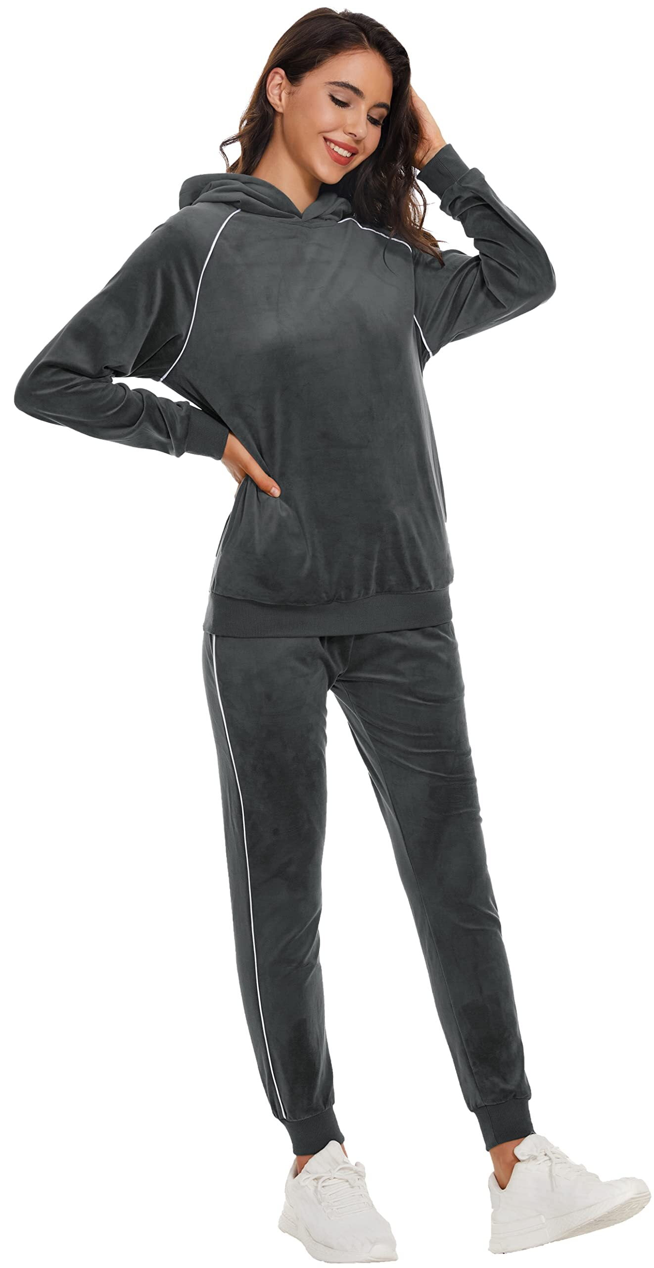 Scodi Velour Track Suits For Women Set Sweatsuits 2 Piece Velour