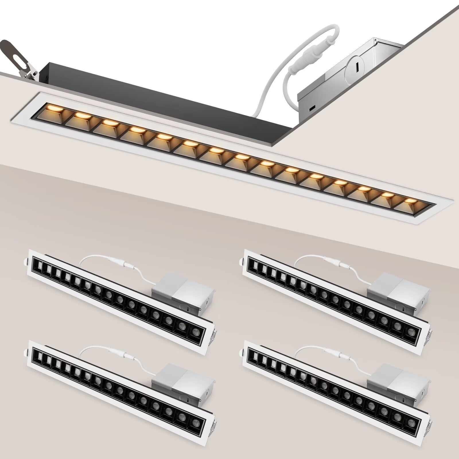 SCON 15W Recessed Adjustable Array Spotlight 4-Pack, 5 CCT 3000-6500K ...