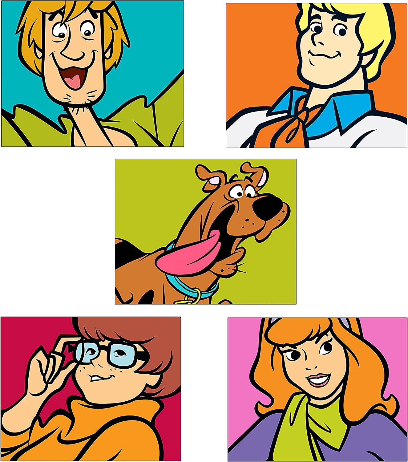 SCOOBY DOO Kids Canvas Wall Art - Set of 5 Adorable Glossy Photos - for ...