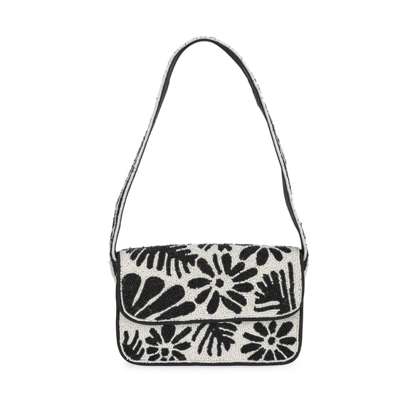 Scoop Women's Beaded Flap Shoulder Bag, Black/White - Walmart.com
