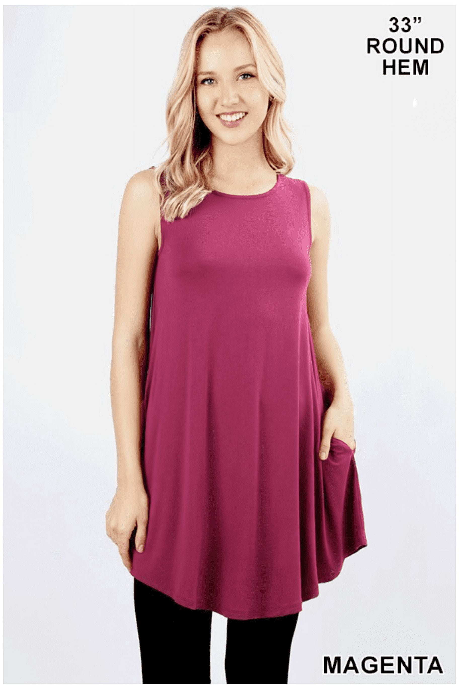 SCOOP NECK ROUND HEM FLARED TUNIC WITH POCKETS 2 COLORS AVAILABLE ...