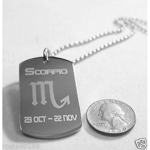 SCORPIO ZODIAC SIGN TRAITS DOG TAG NECKLACE PENDANT STAINLESS STEEL ...