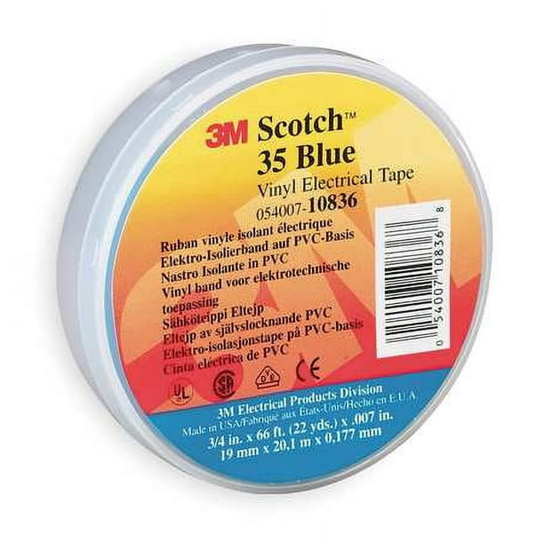 SCOTCH 35 3/4" X 66" BLUE Vinyl Electrical Tape - Walmart Business Supplies